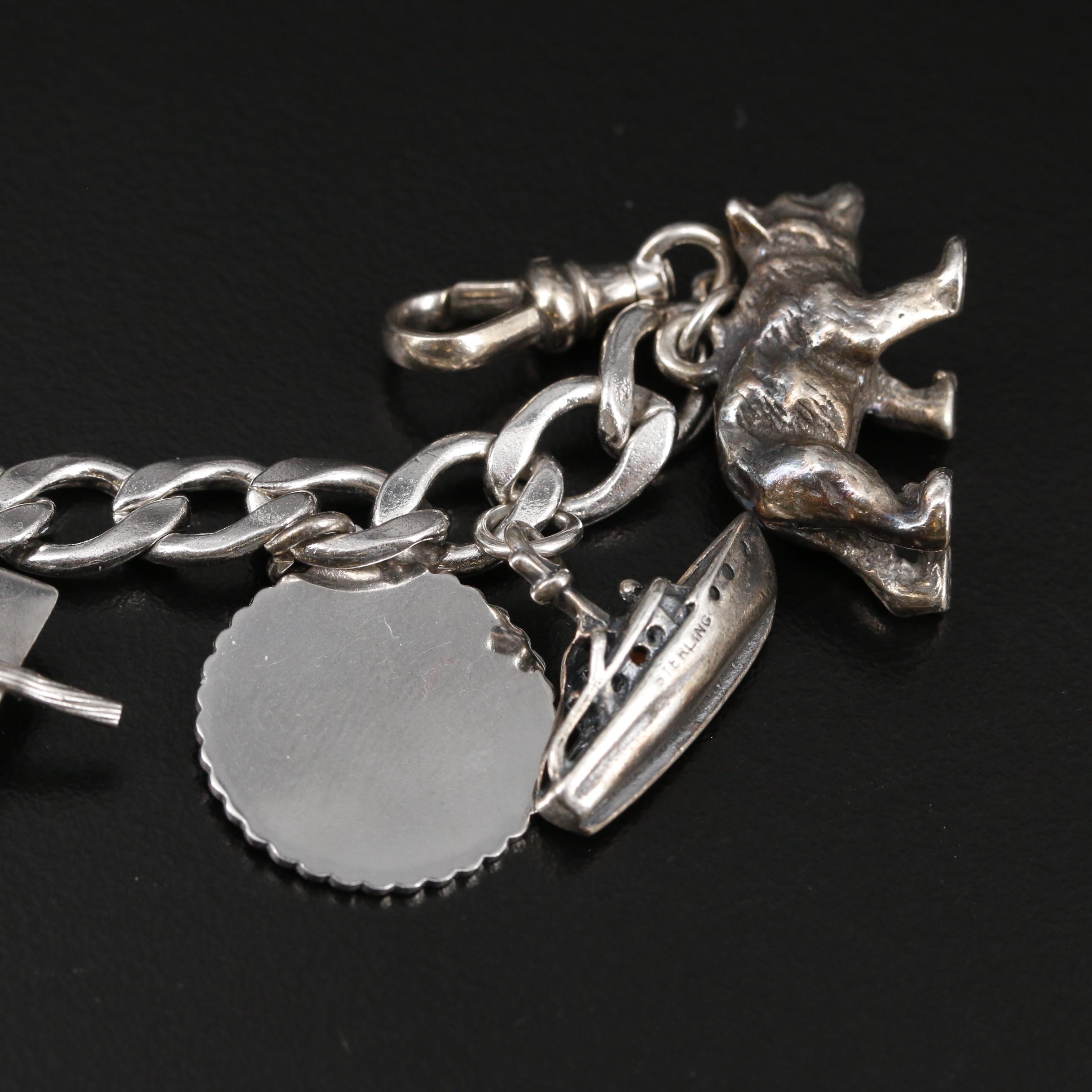 Vintage Sterling Silver Charm Bracelet Featuring Enamel Clog Charms | EBTH