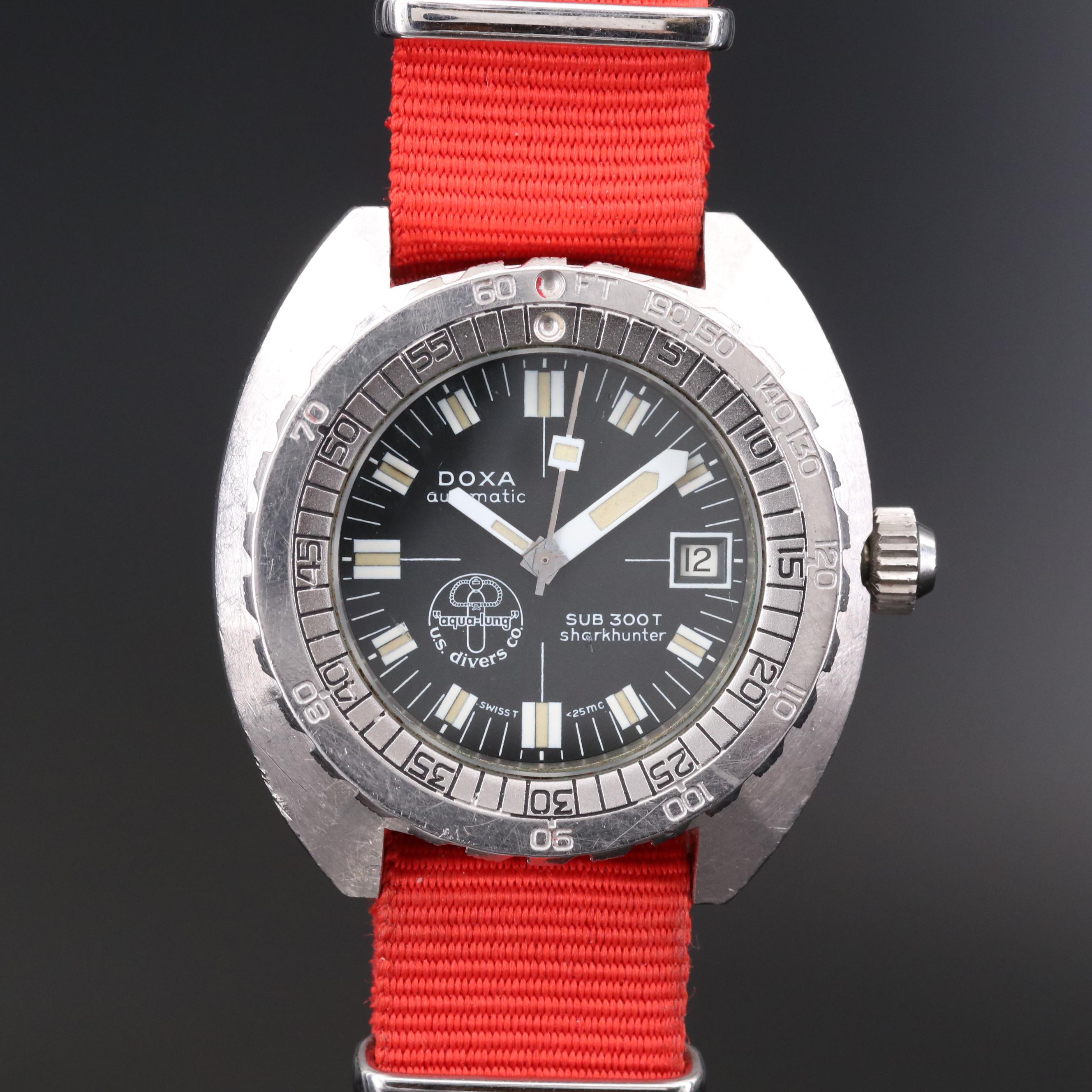 Vintage Doxa Sub 300T Shark Hunter Aqua Lung Stainless Steel Wristwatch ...
