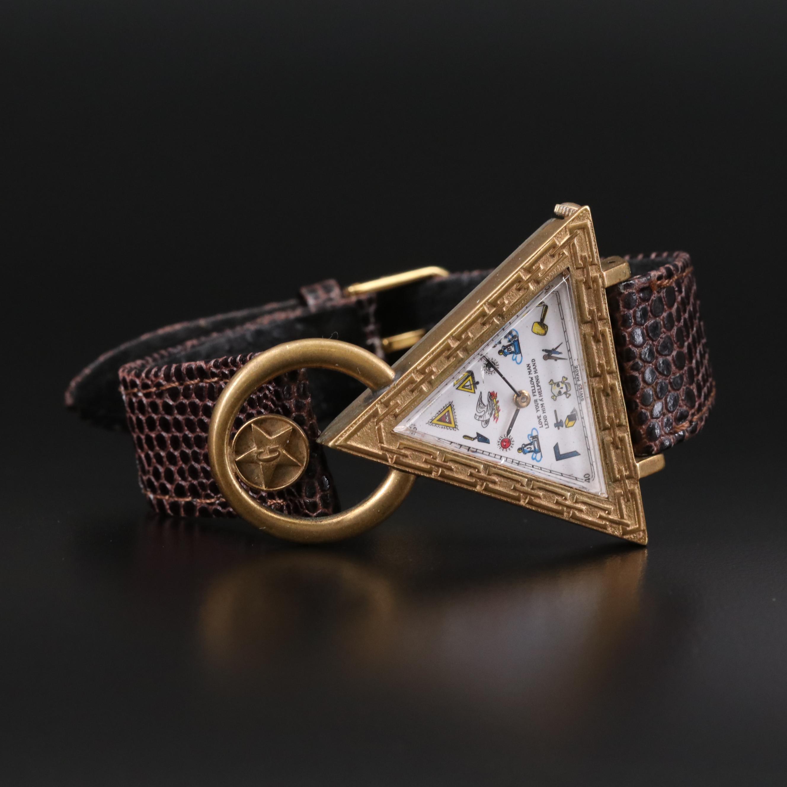 Masonic Triangular Shaped Swiss Automatic Wristwatch | EBTH