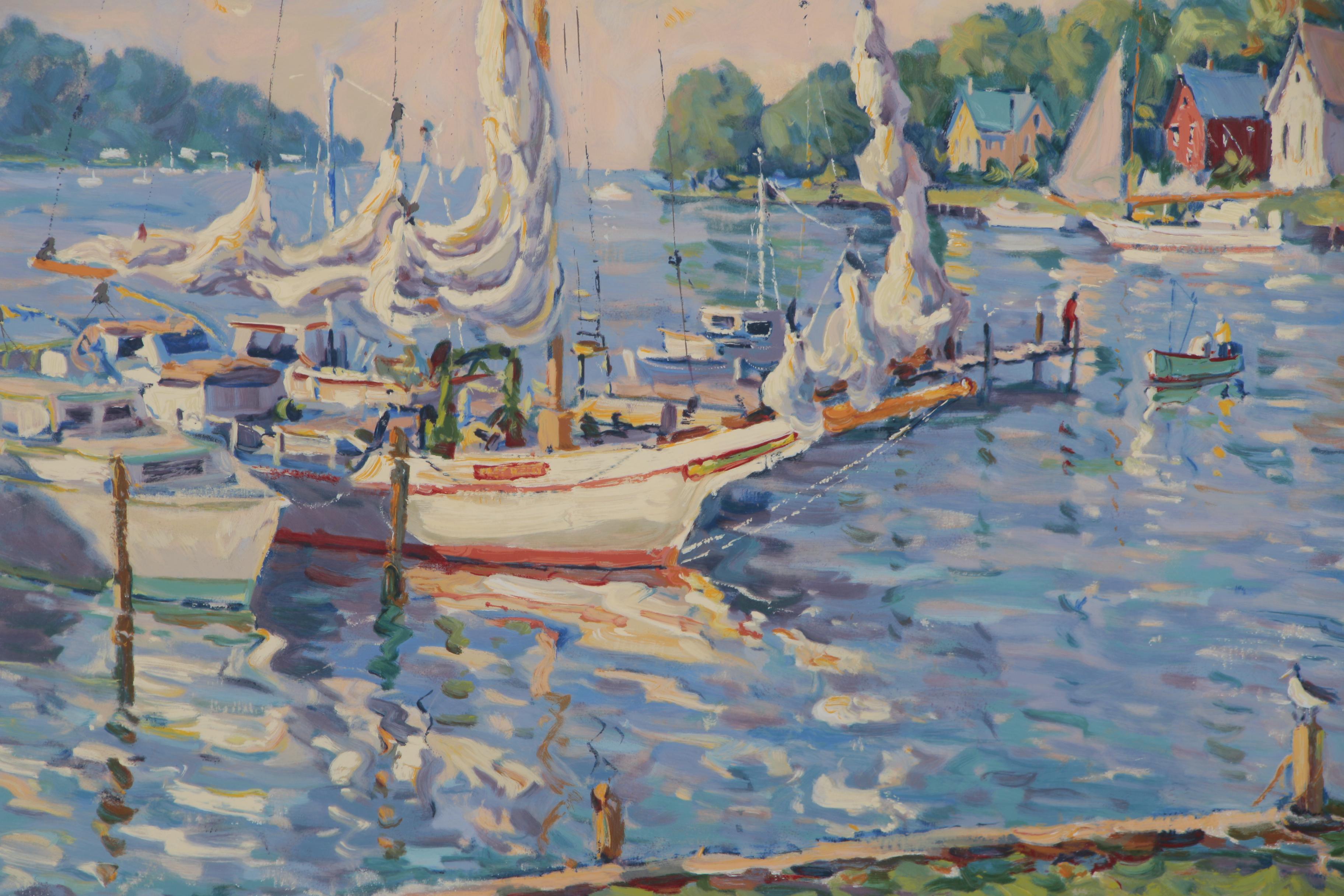 Bill Schmidt Serigraph of Harbor Scene | EBTH