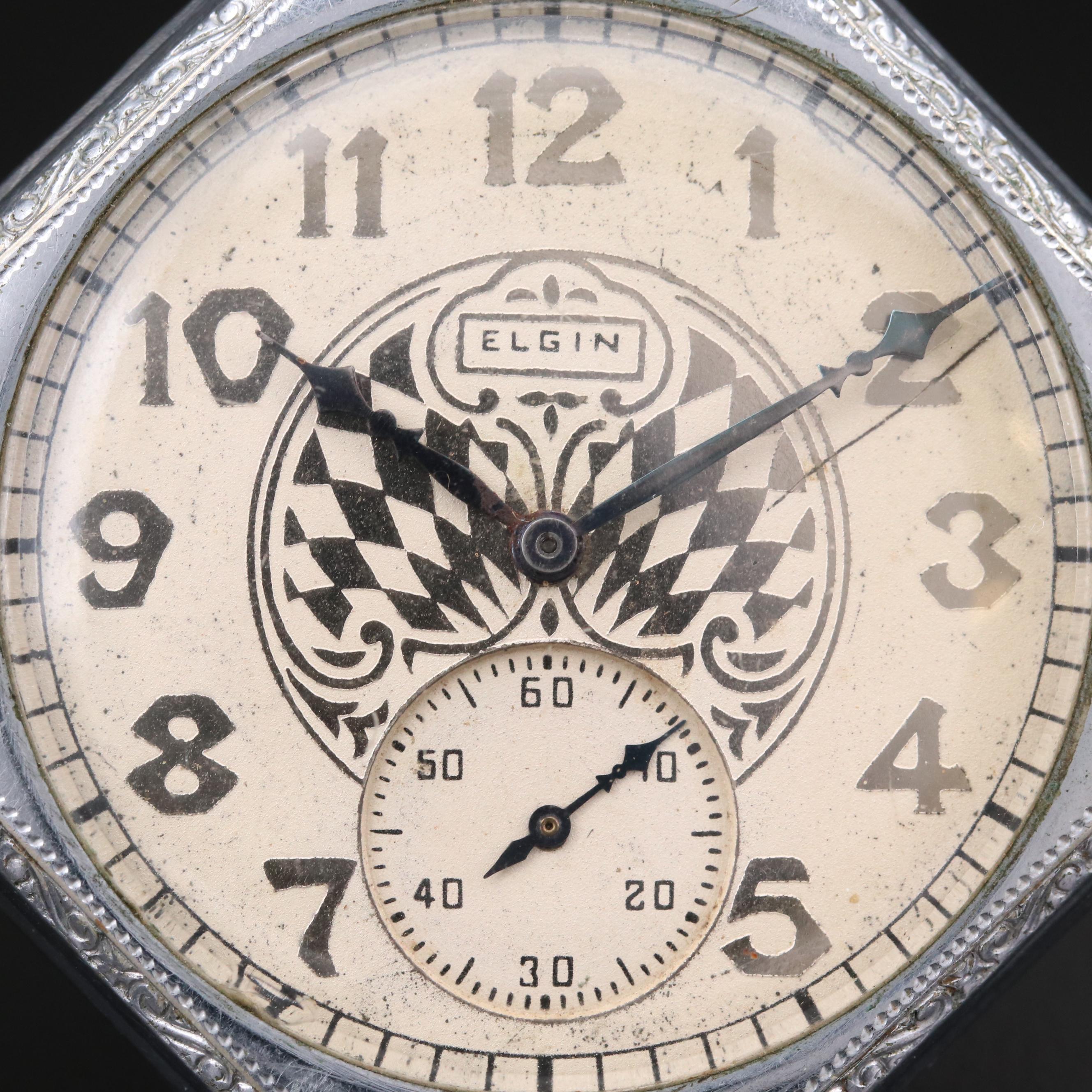 Vintage Elgin Octagonal Open Face Pocket Watch, 1929 | EBTH