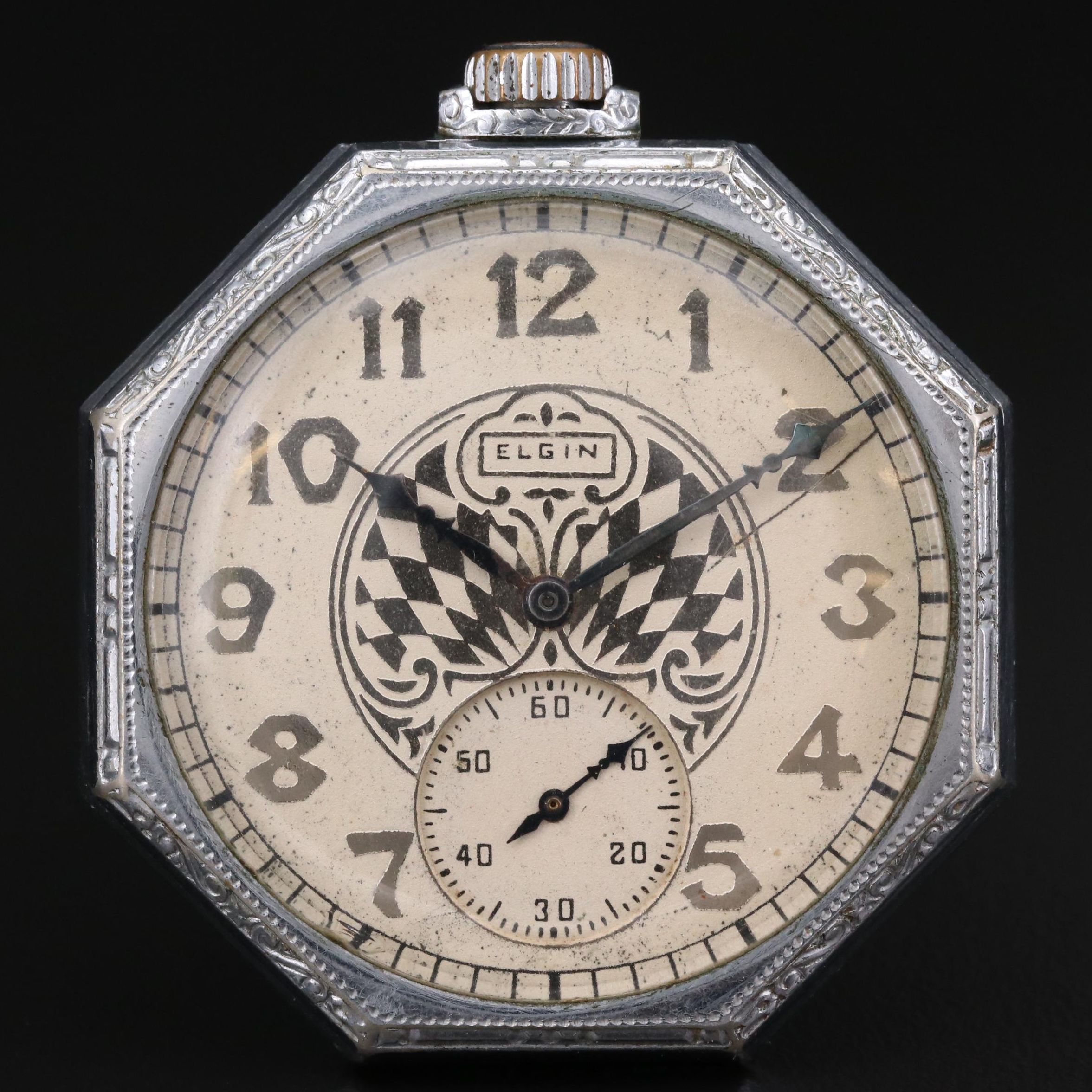 Vintage Elgin Octagonal Open Face Pocket Watch, 1929 | EBTH