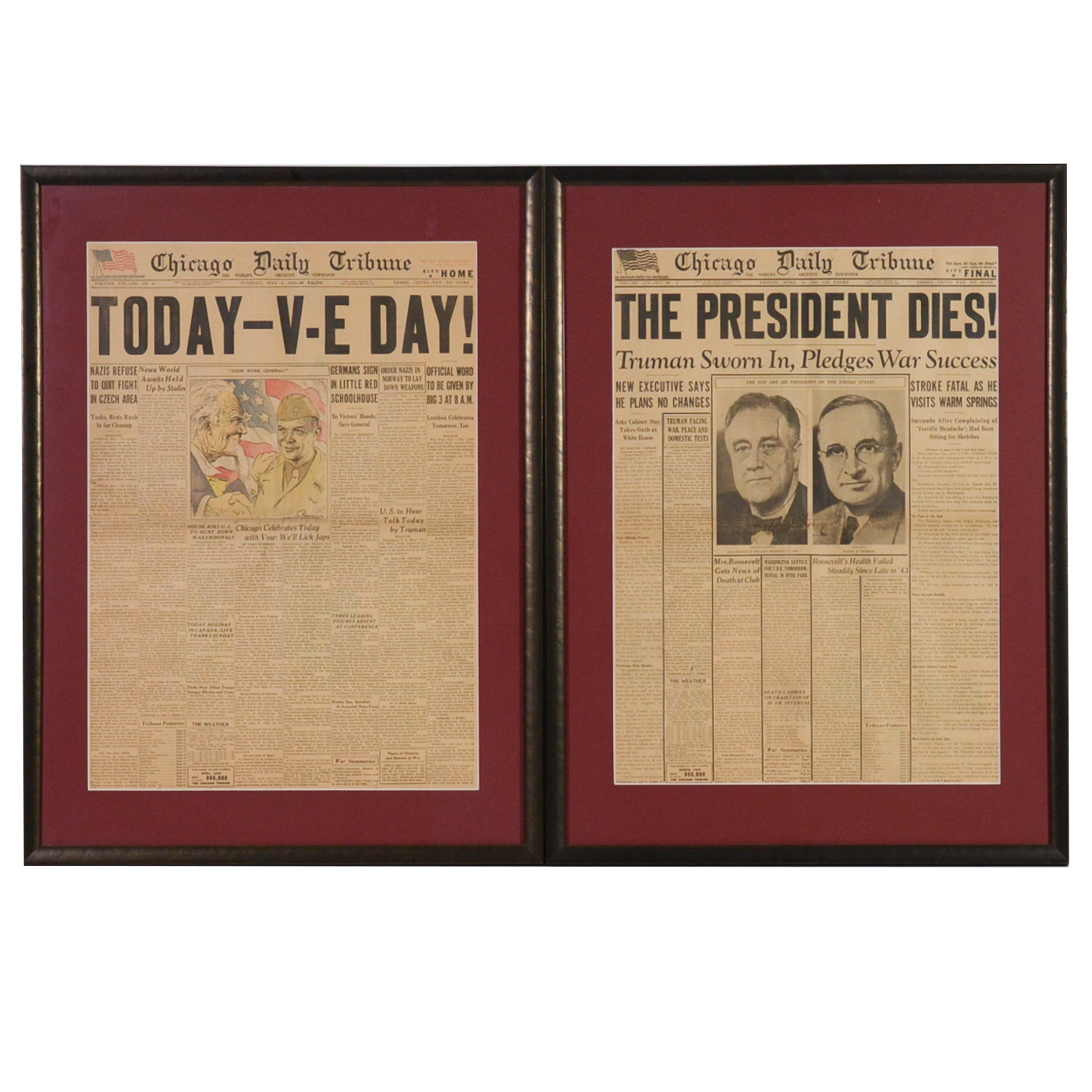 Chicago Daily Tribune 1940s Newspaper Clippings Featuring Roosevelt and ...