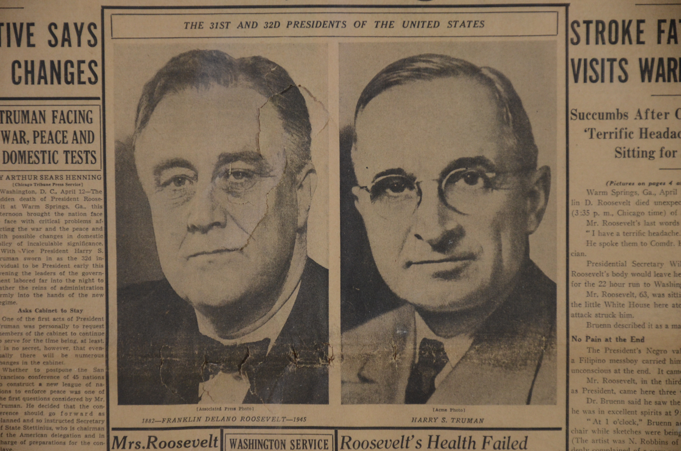 Chicago Daily Tribune 1940s Newspaper Clippings Featuring Roosevelt and ...