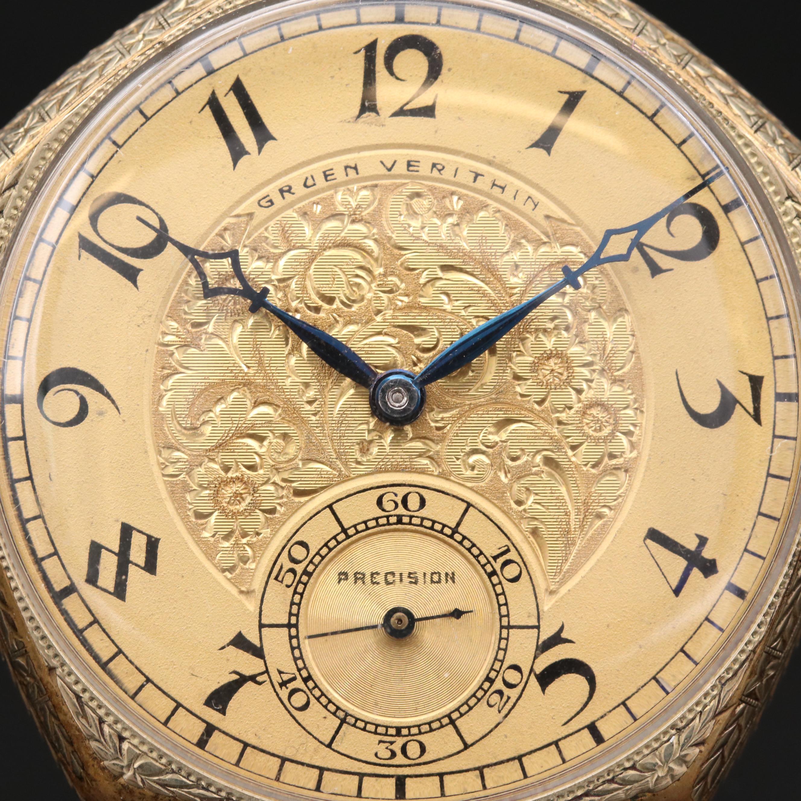 Gruen Veri Thin Pentagon Gold Filled Pocket Watch | EBTH