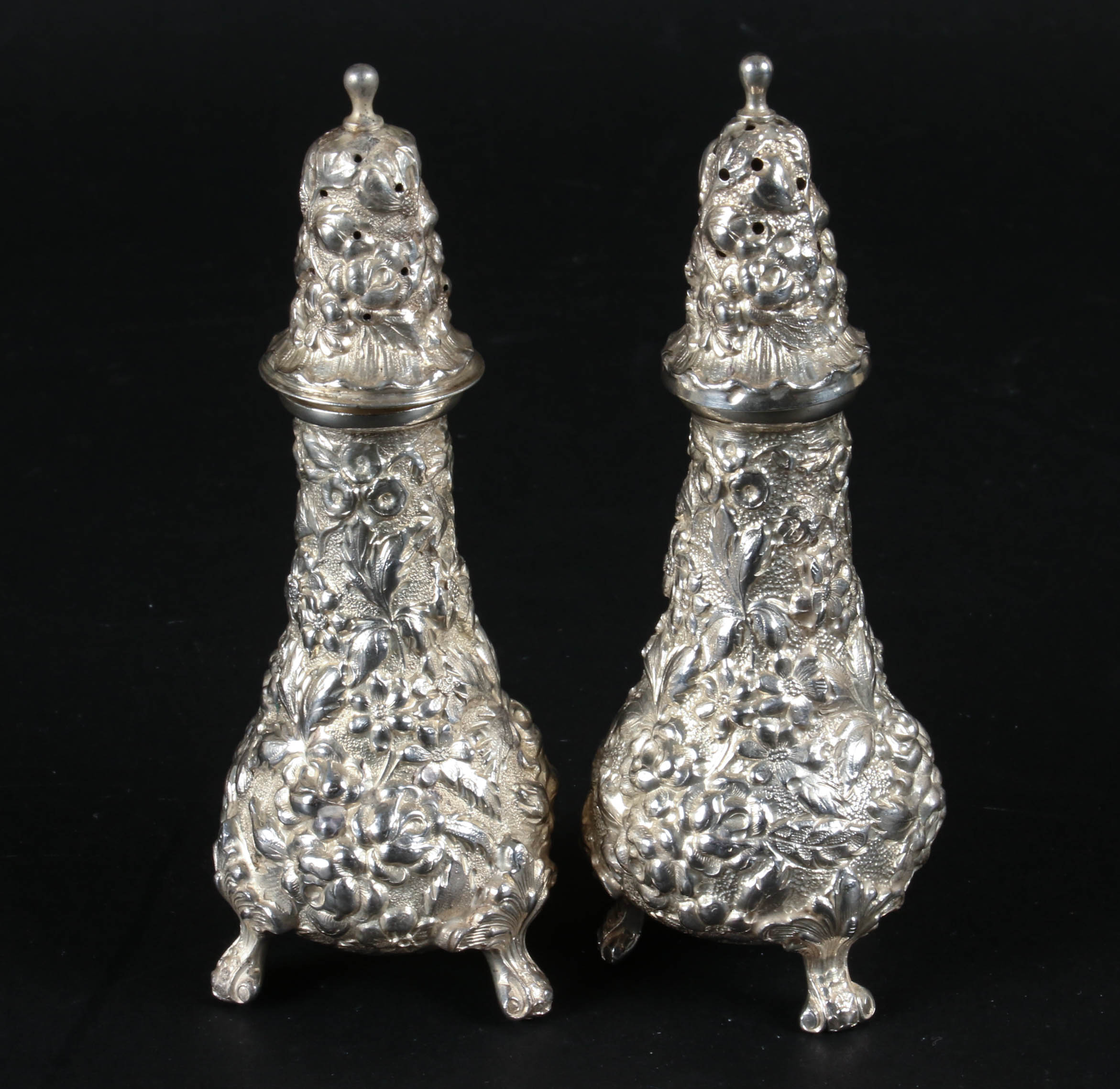 Stieff "Rose" Sterling Silver Salt Cellars and Salt and Pepper Shakers ...
