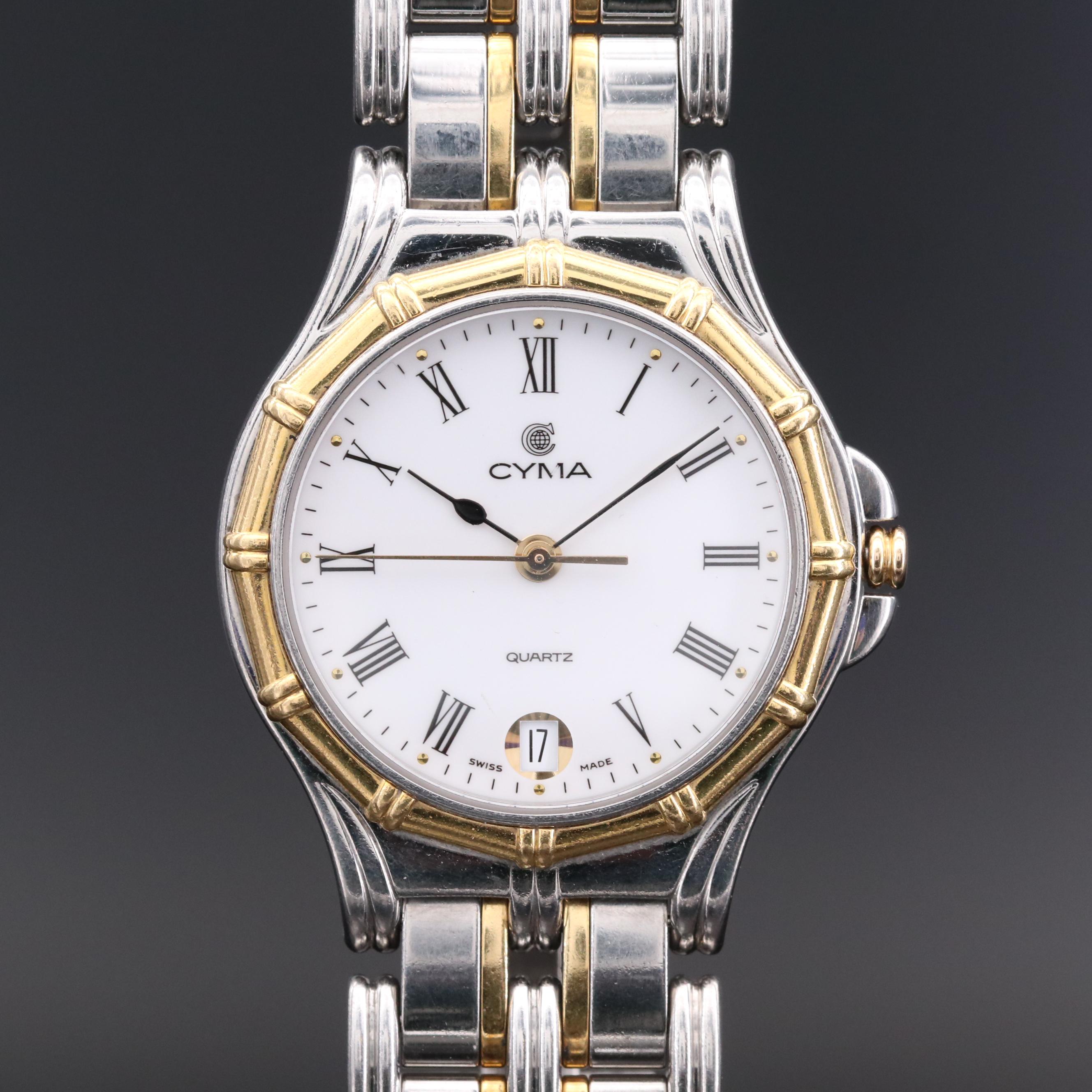 Cyma Stainless Steel and 18K Gold Swiss Quartz Wristwatch | EBTH