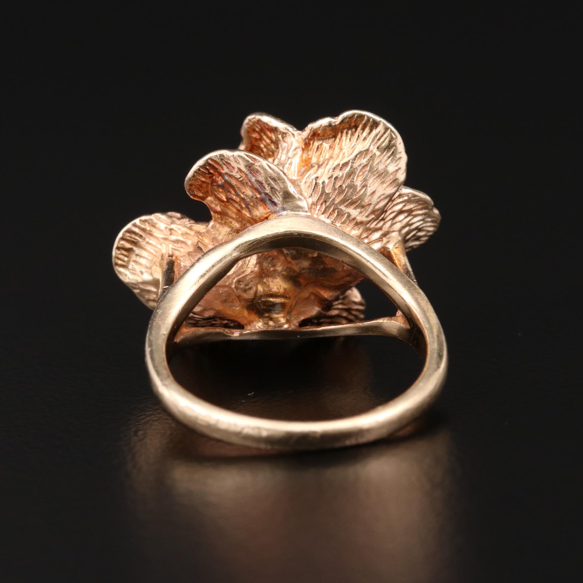 14K Yellow Gold Diamond Flower Ring | EBTH