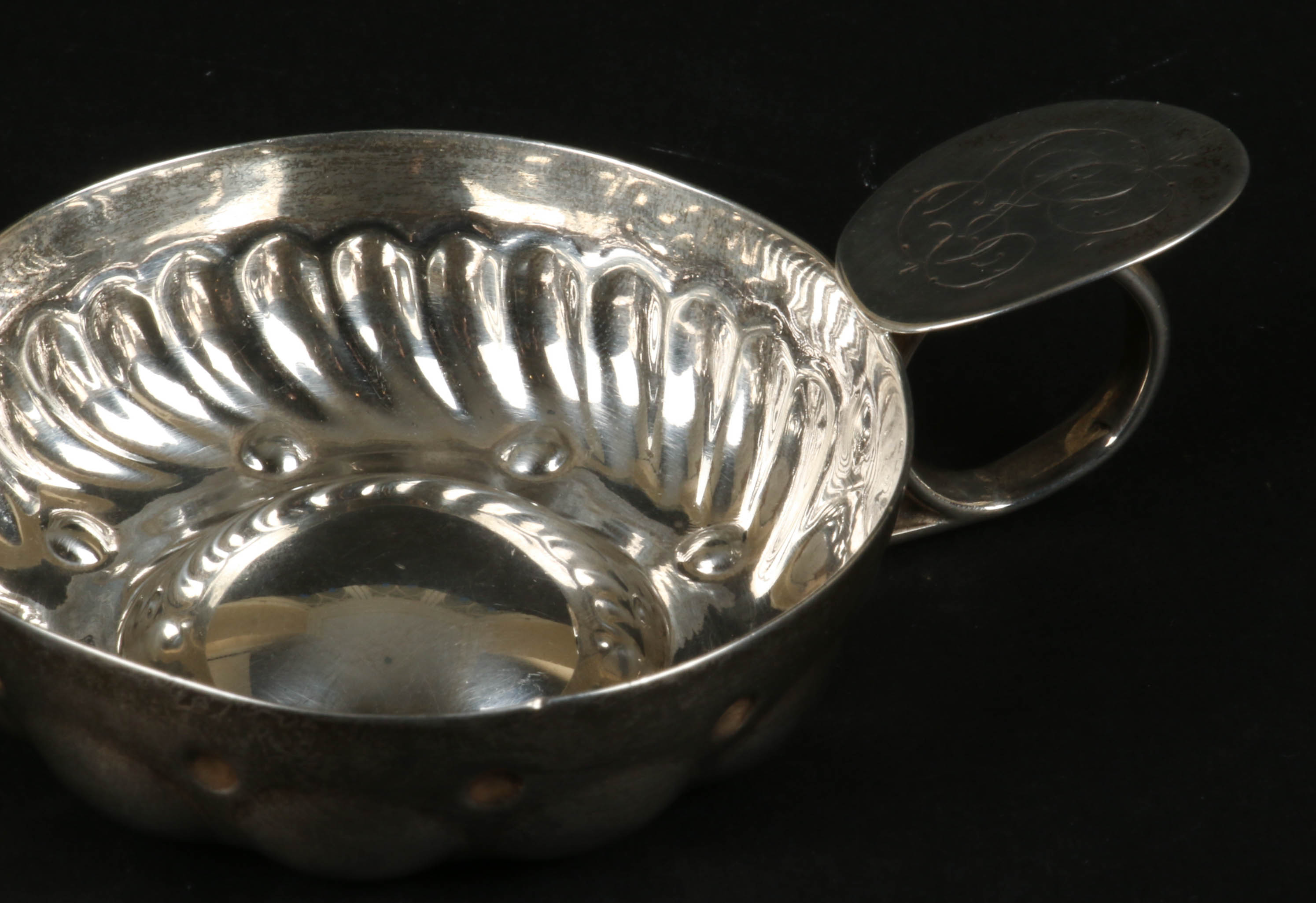 French Sterling Silver Tastevin with Monogrammed Finger Rest | EBTH