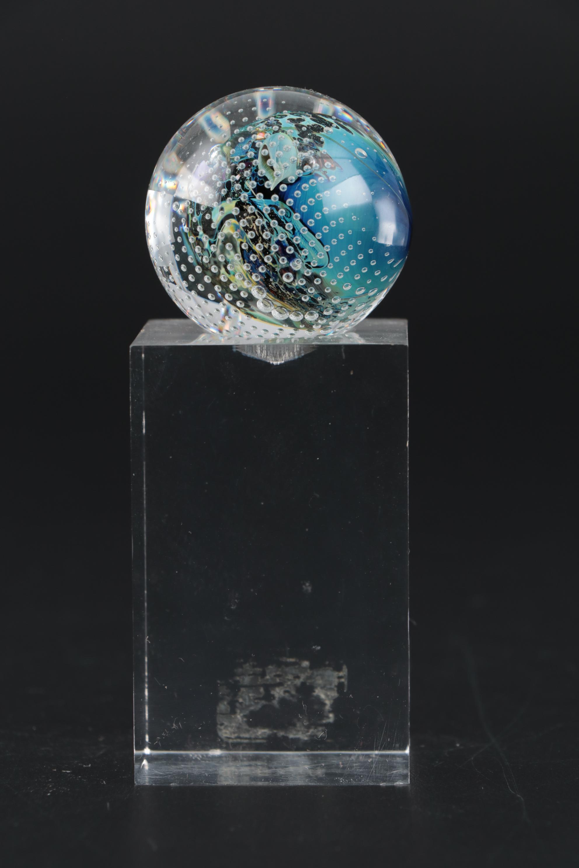 Josh Simpson "Planet Series" Art Glass Paperweight with Other ...