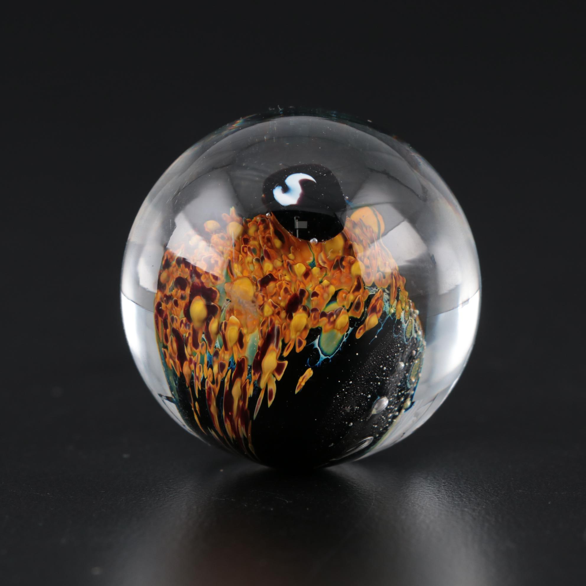 Josh Simpson "Planet Series" Art Glass Paperweight with Other ...