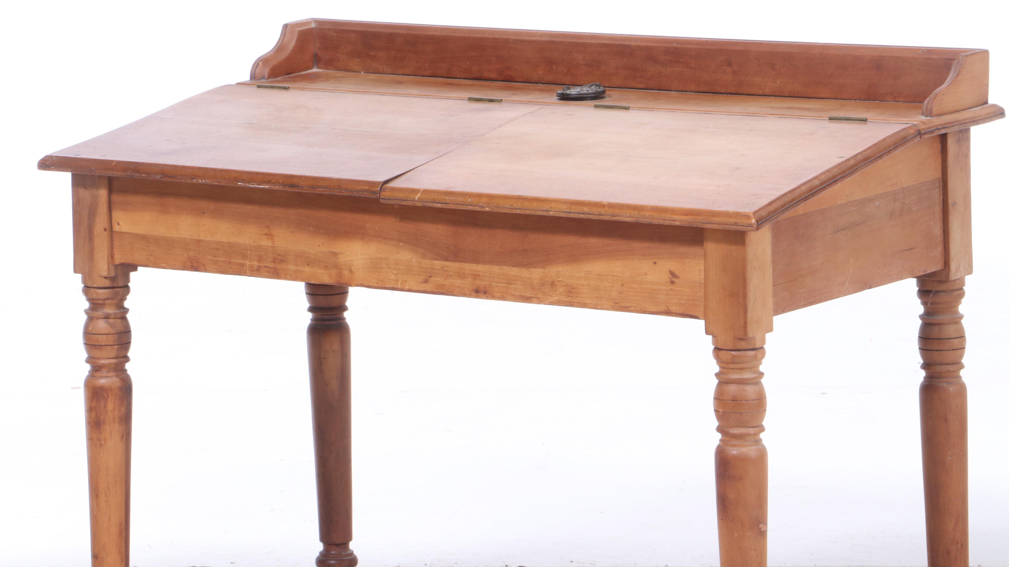 American Primitive Slanted Desk with Inkwell, Mid-19th Century | EBTH