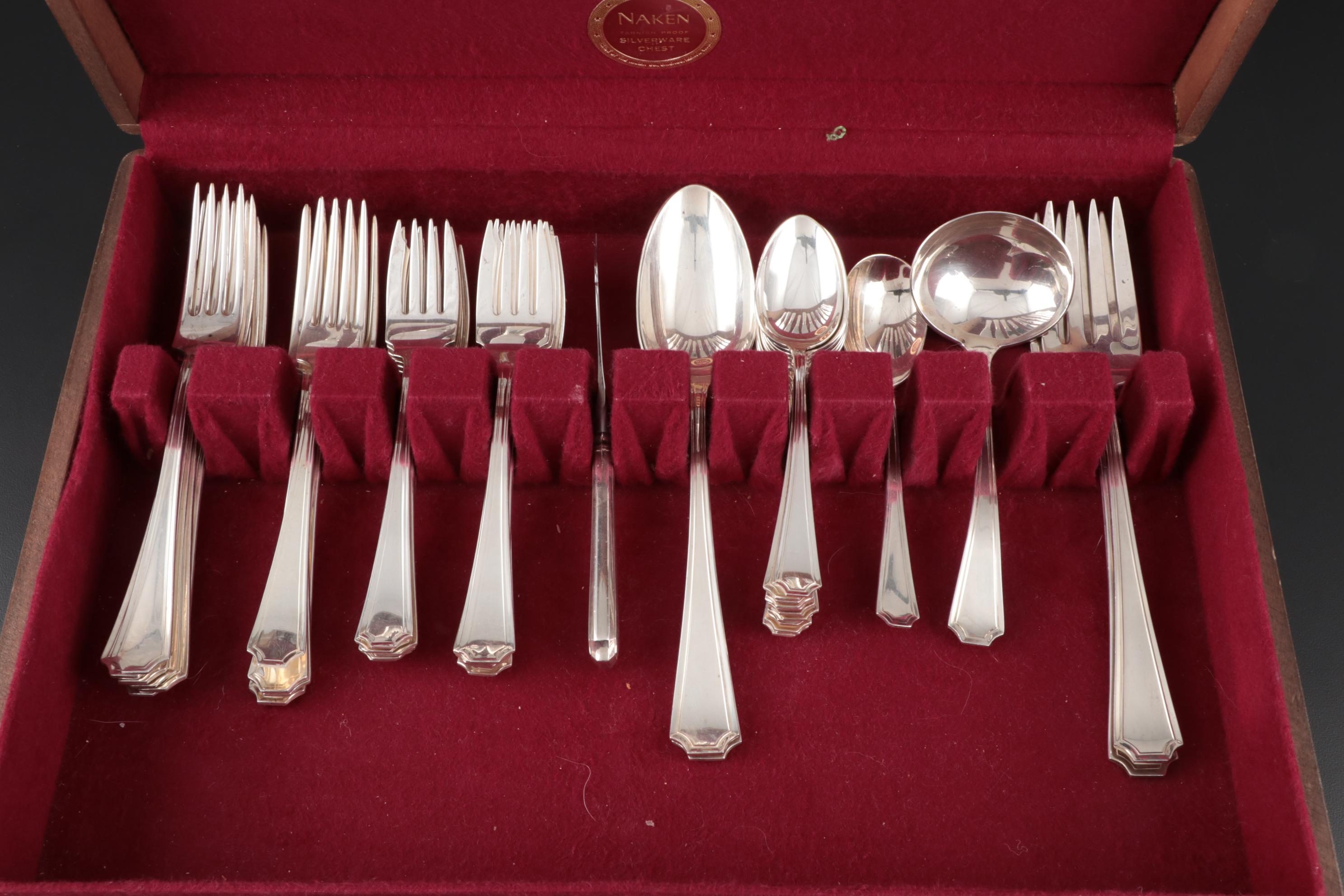 Gorham "Fairfax" Sterling Silver Flatware with Chest, Early to Mid 20th ...