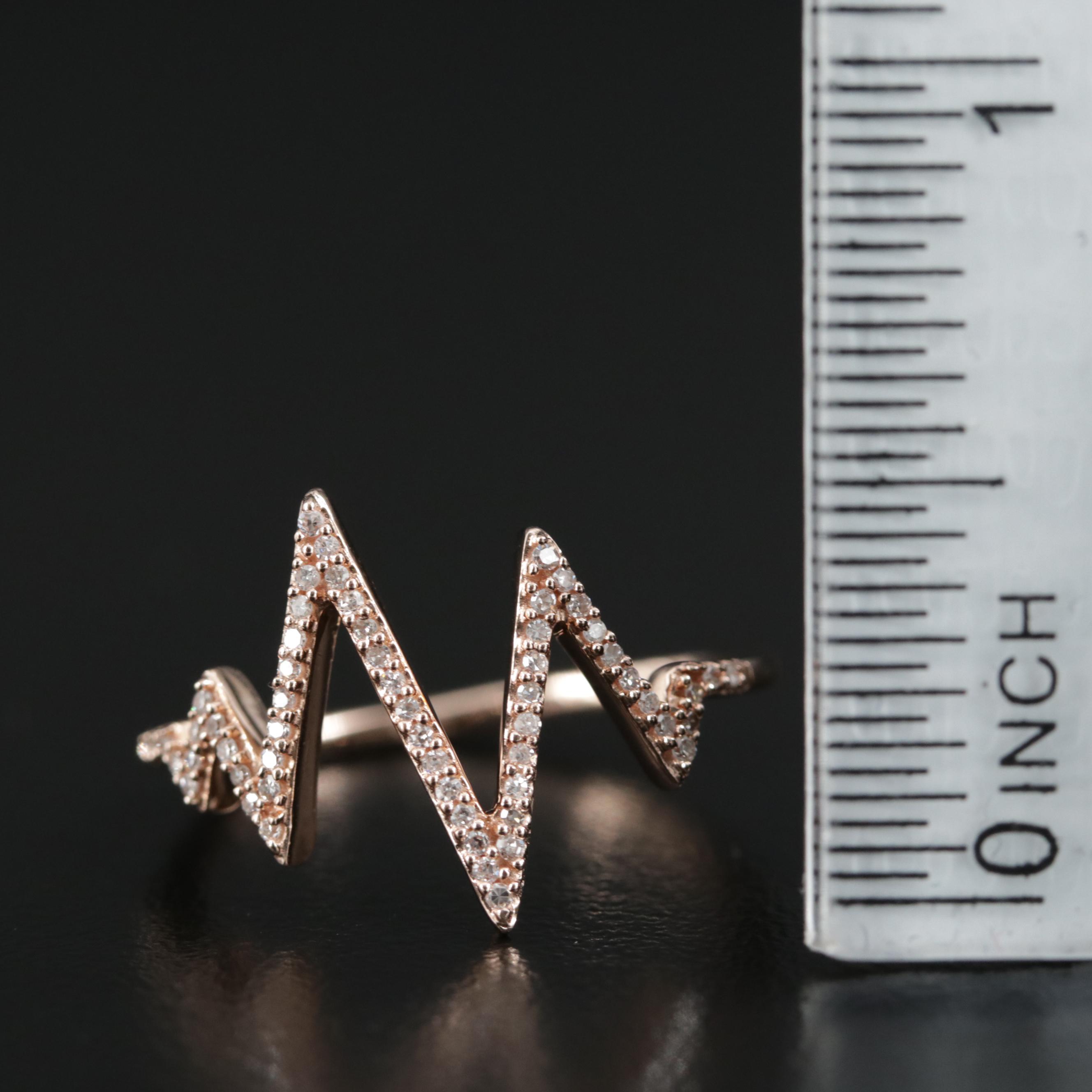 10K Gold Diamond Zig-Zag Ring | EBTH