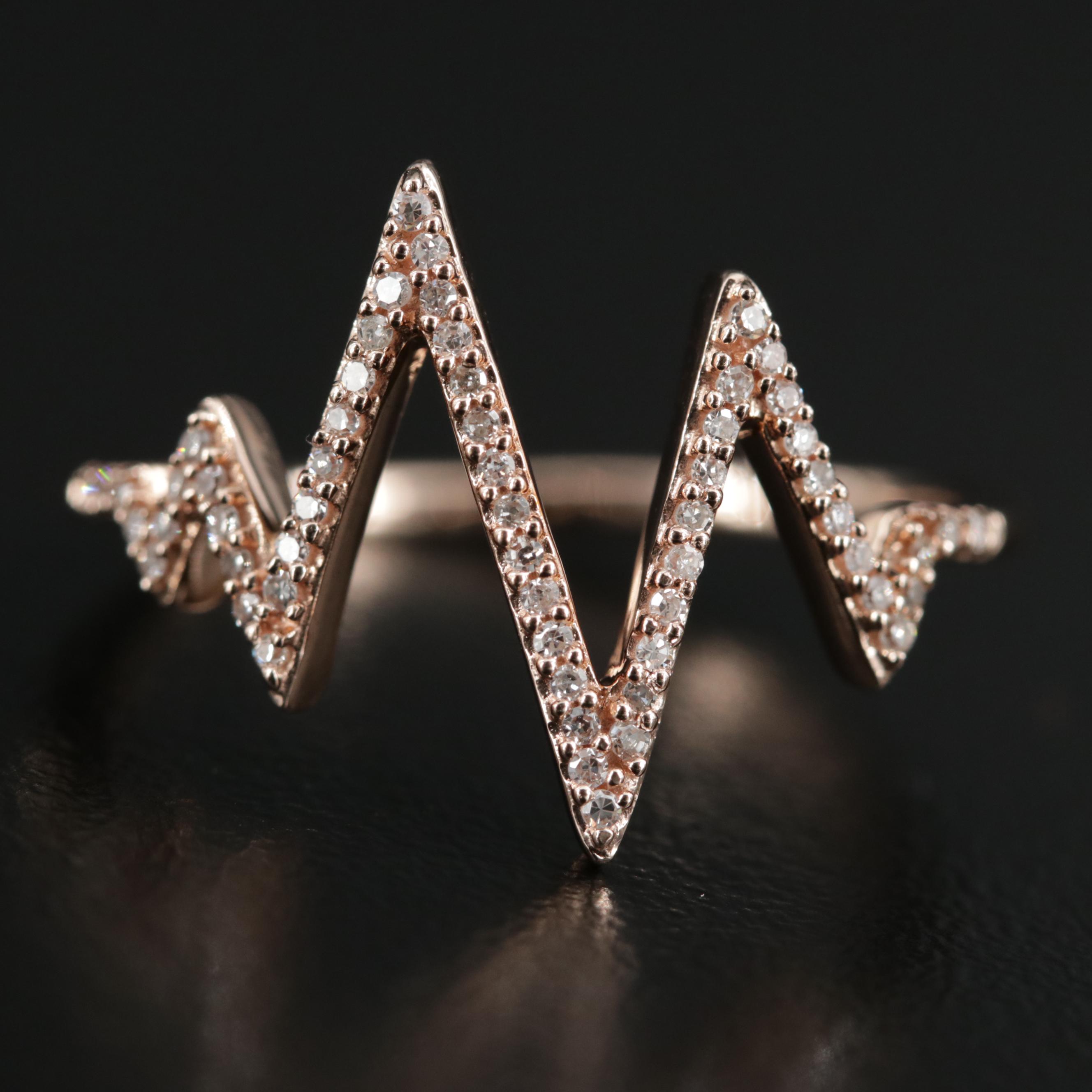 10K Gold Diamond Zig-Zag Ring | EBTH
