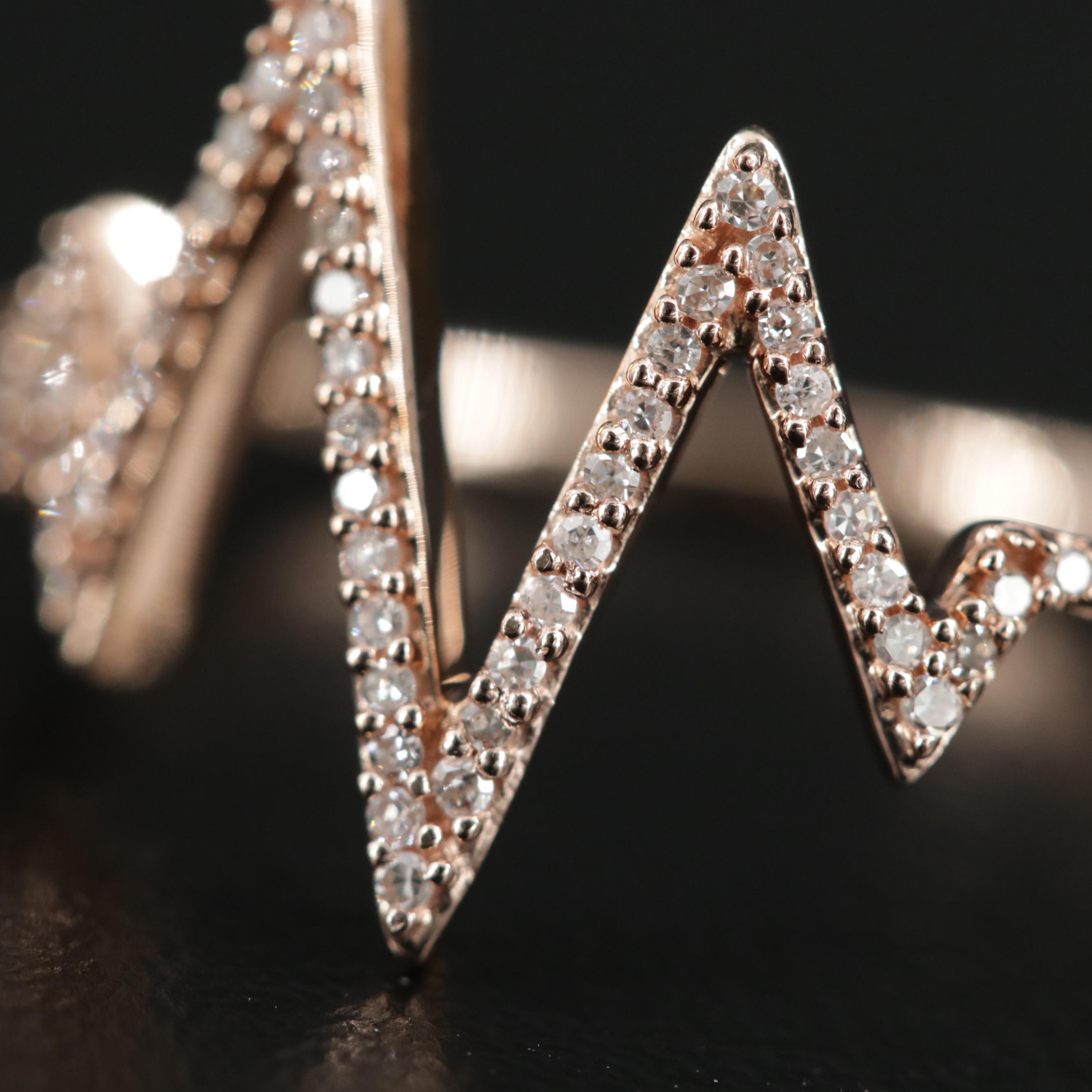 10K Gold Diamond Zig-Zag Ring | EBTH