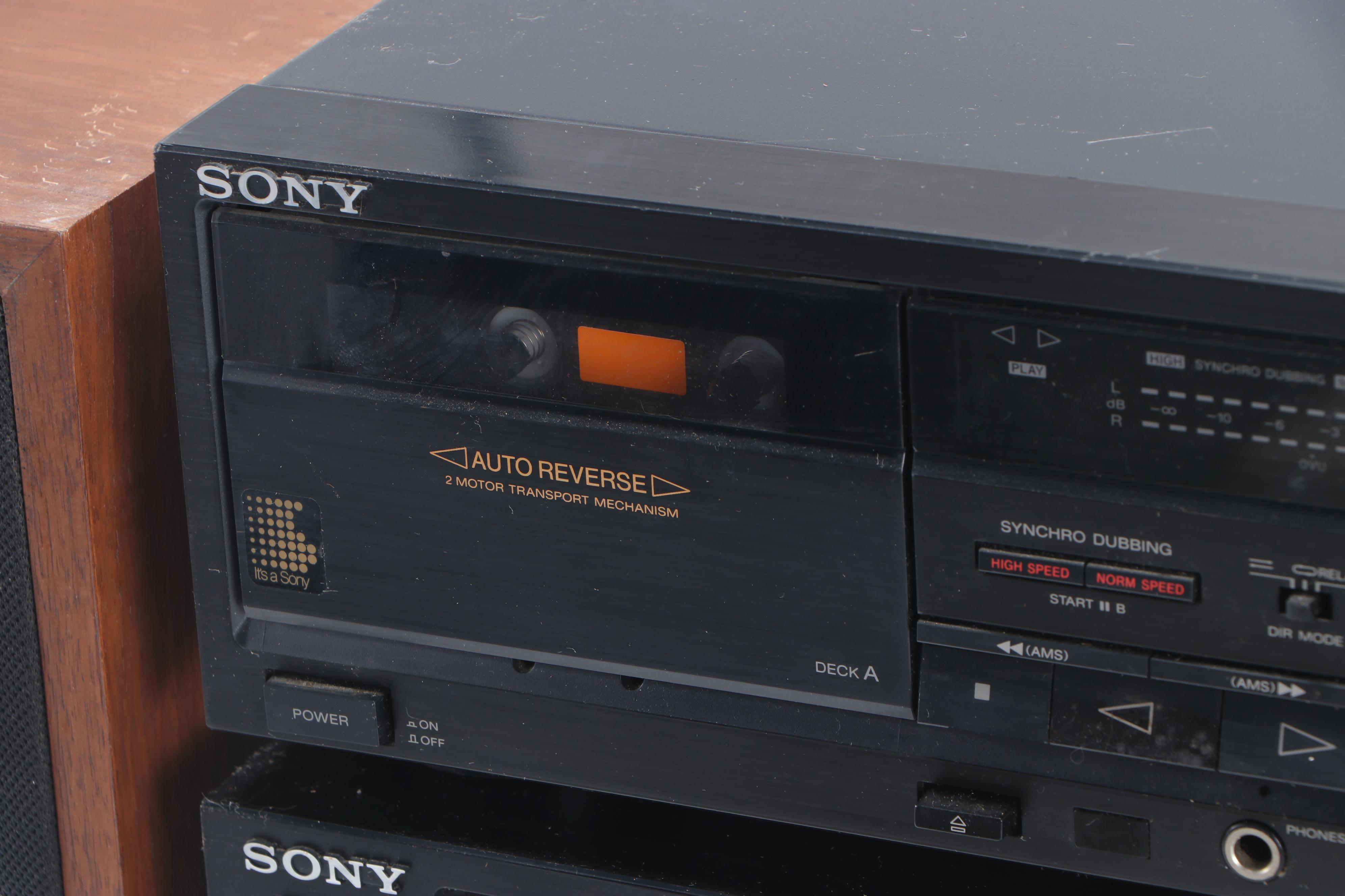Sony Receiver, Cassette Deck and Disc Player with Speakers | EBTH