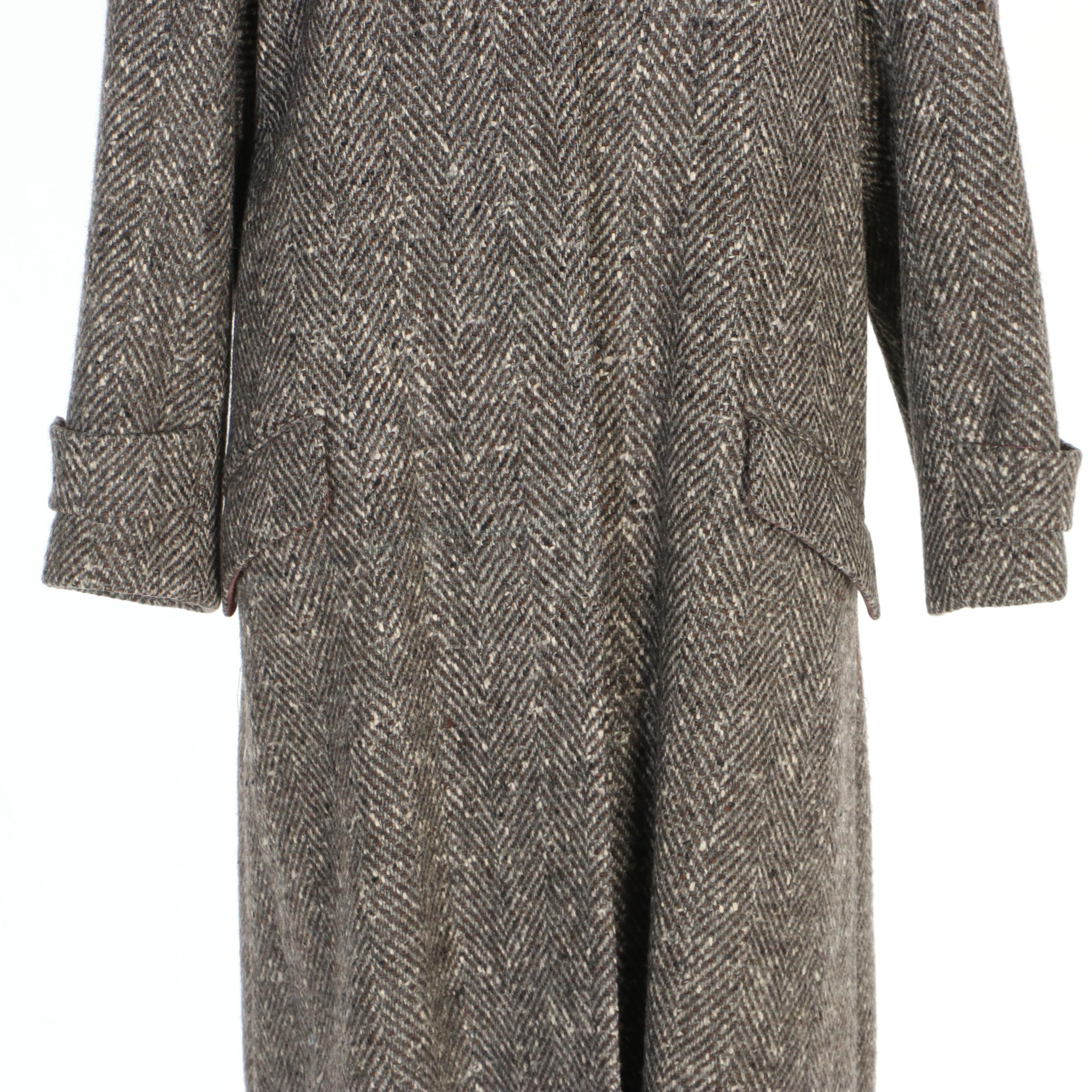 Chevron Tweed Wool Coat, Vintage | EBTH