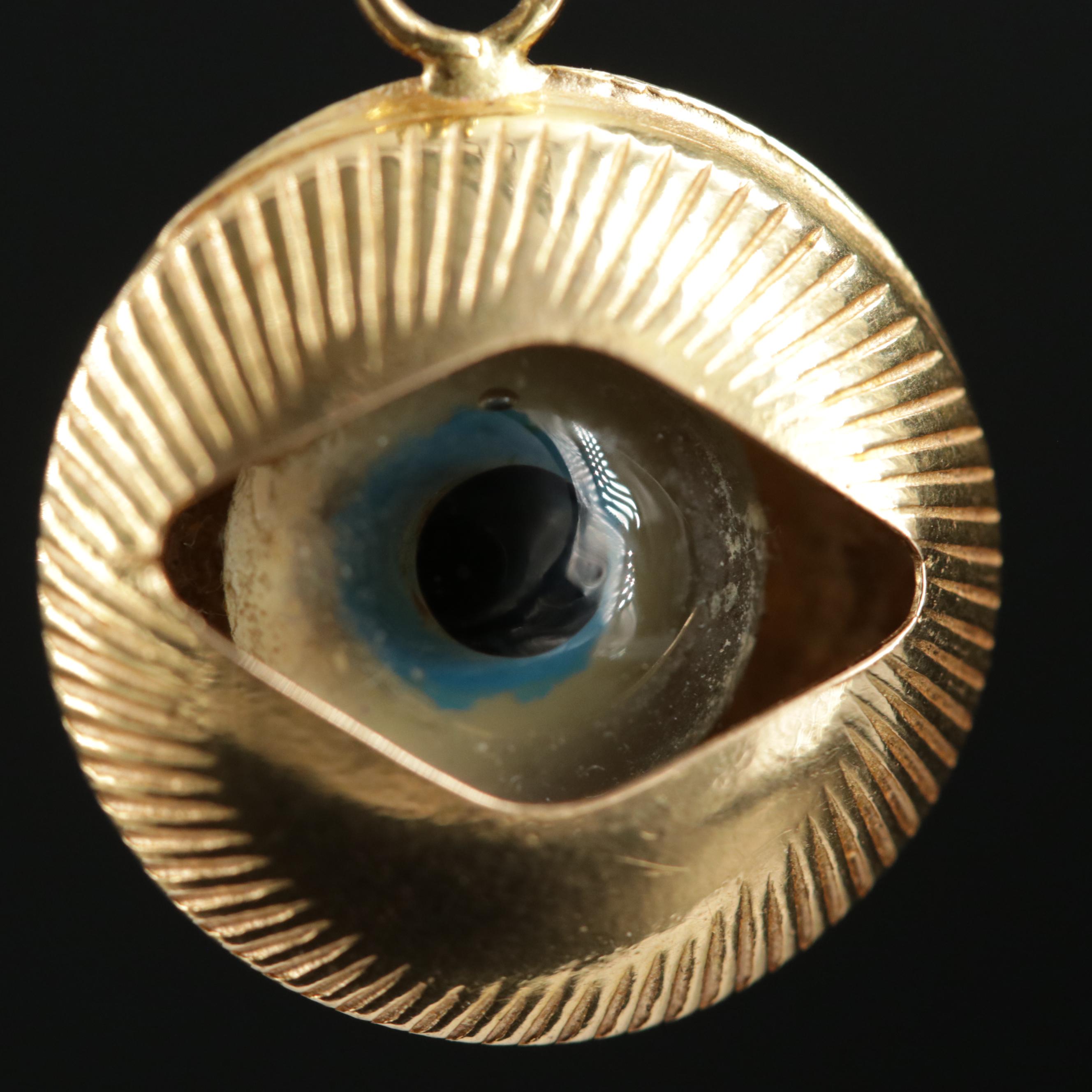 Egyptian 18K Yellow Gold Evil Eye Pendant | EBTH