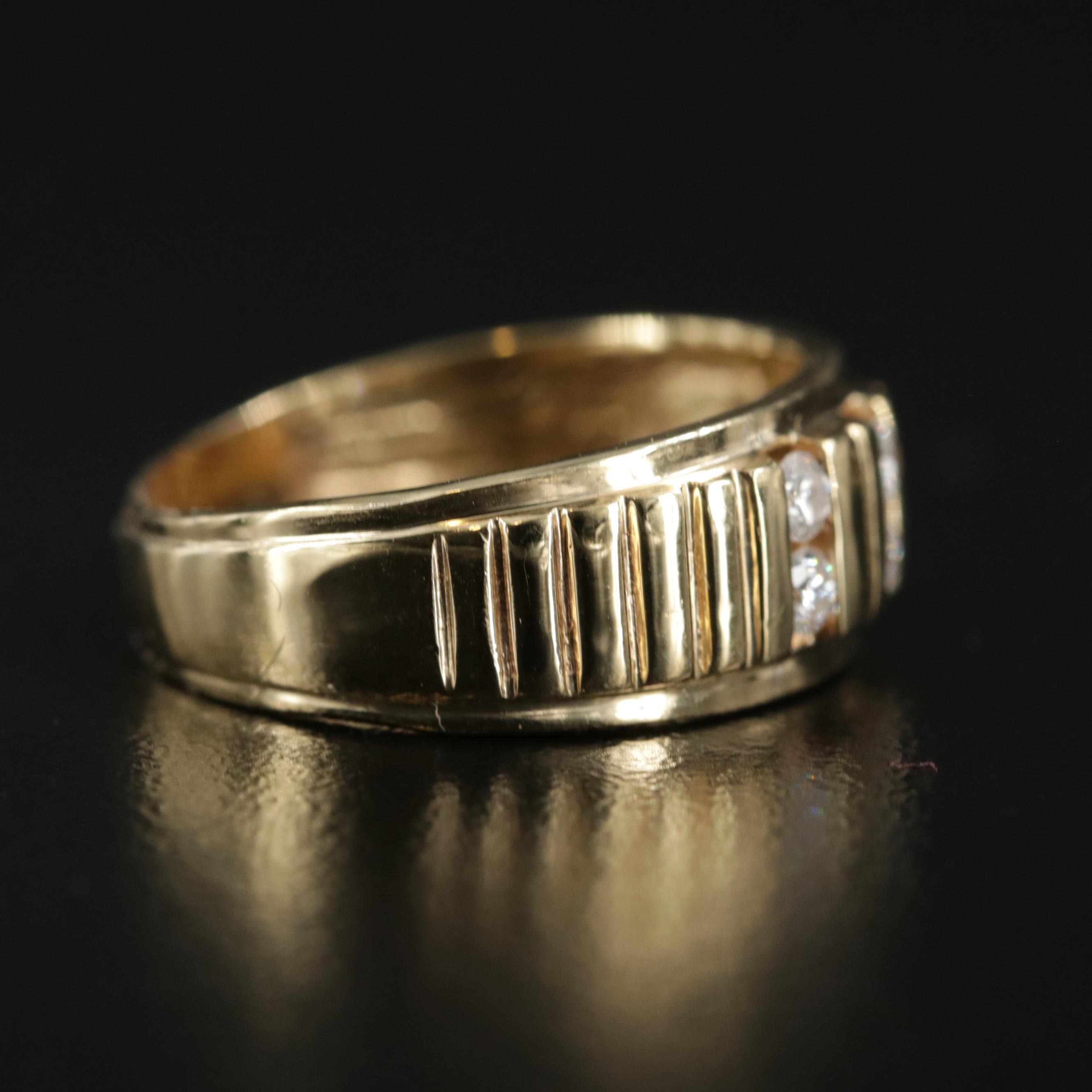 14K Yellow Gold Diamond Fluted Ring | EBTH