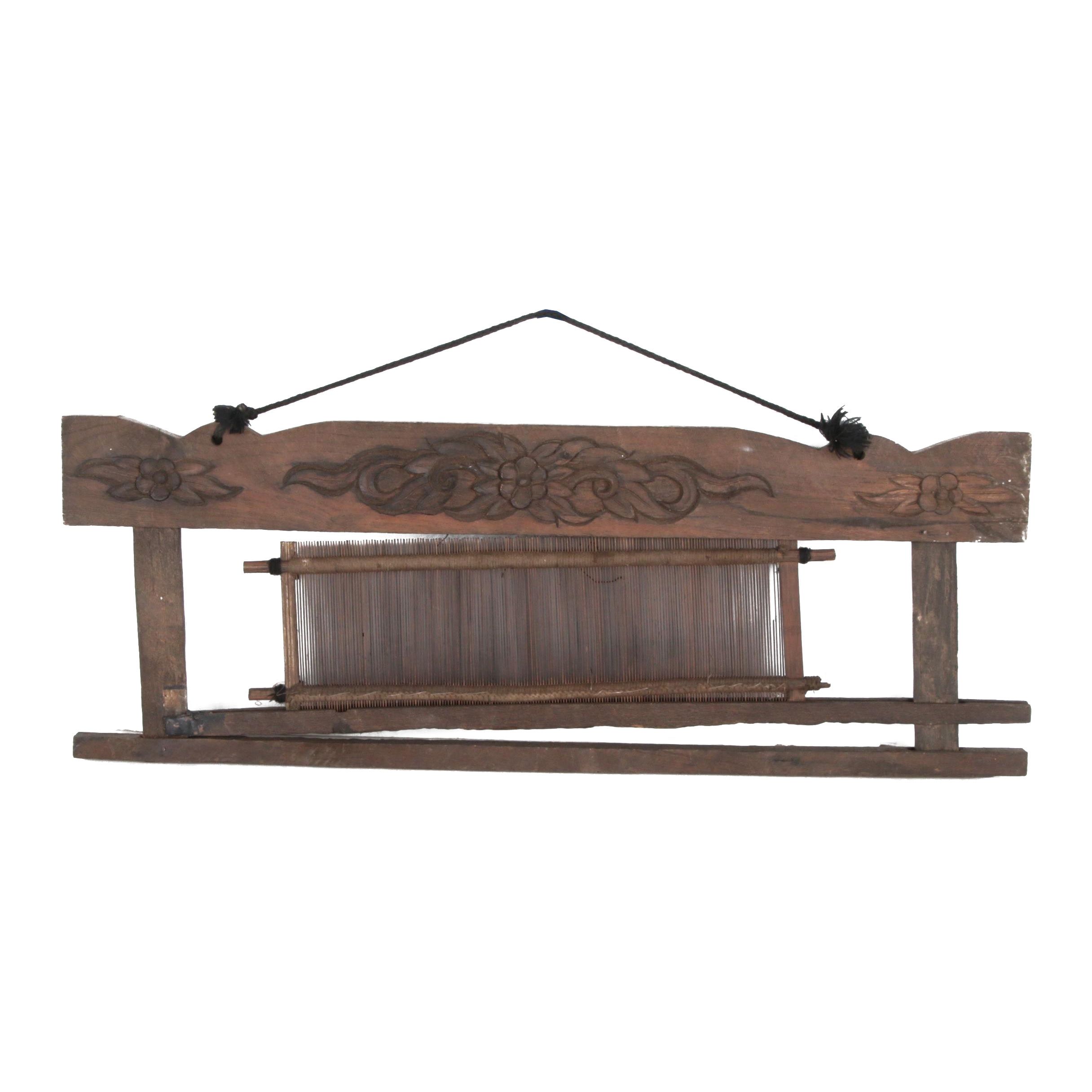 Thai Style Decorative Carved Loom Beater and Reed Textile Hanger | EBTH