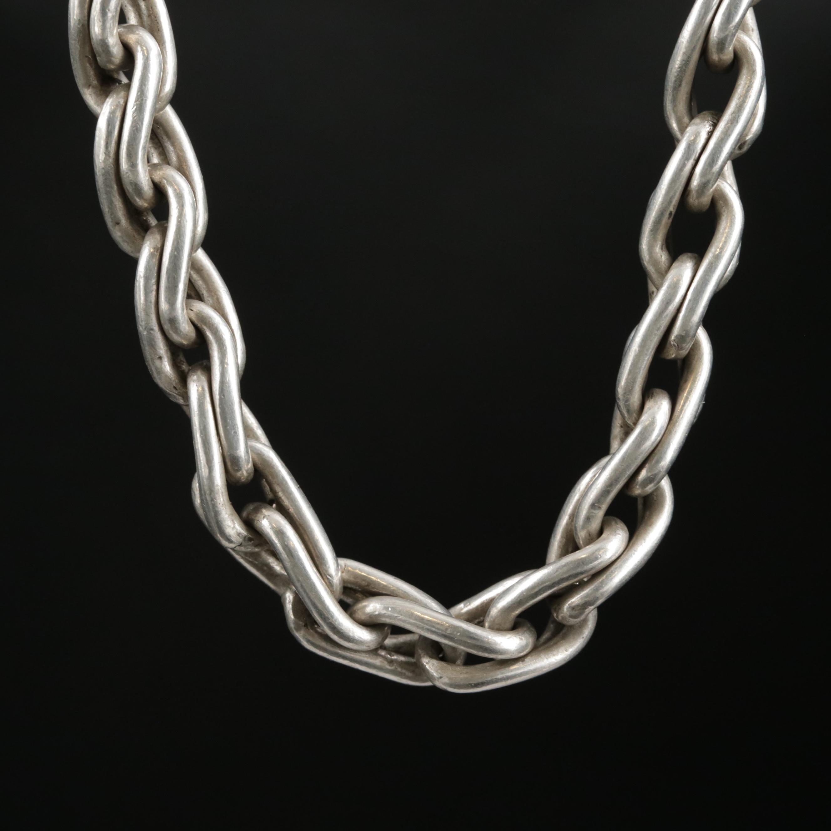 Sterling Silver Fancy Link Chain Necklace | EBTH