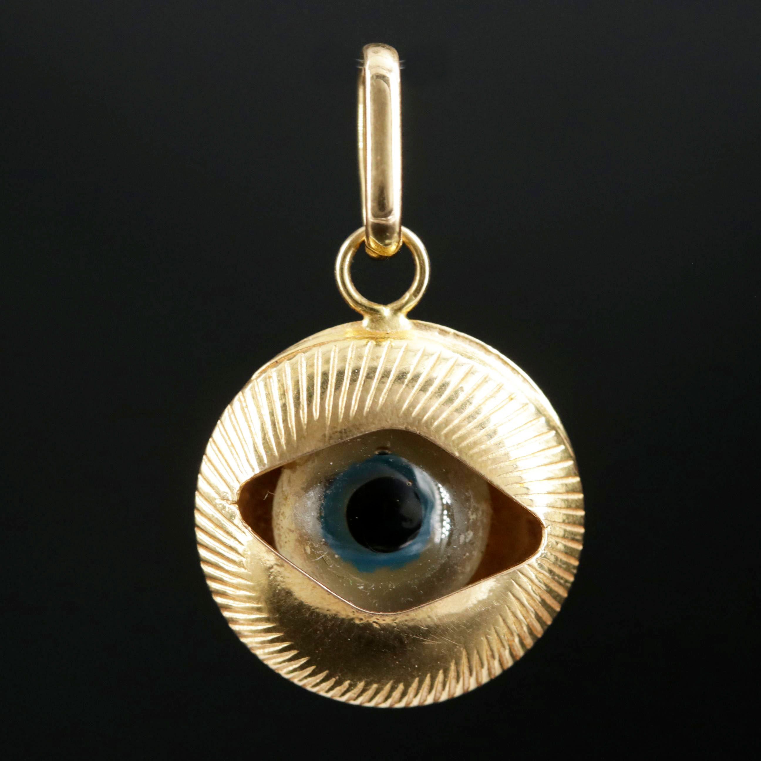Egyptian 18K Yellow Gold Evil Eye Pendant | EBTH