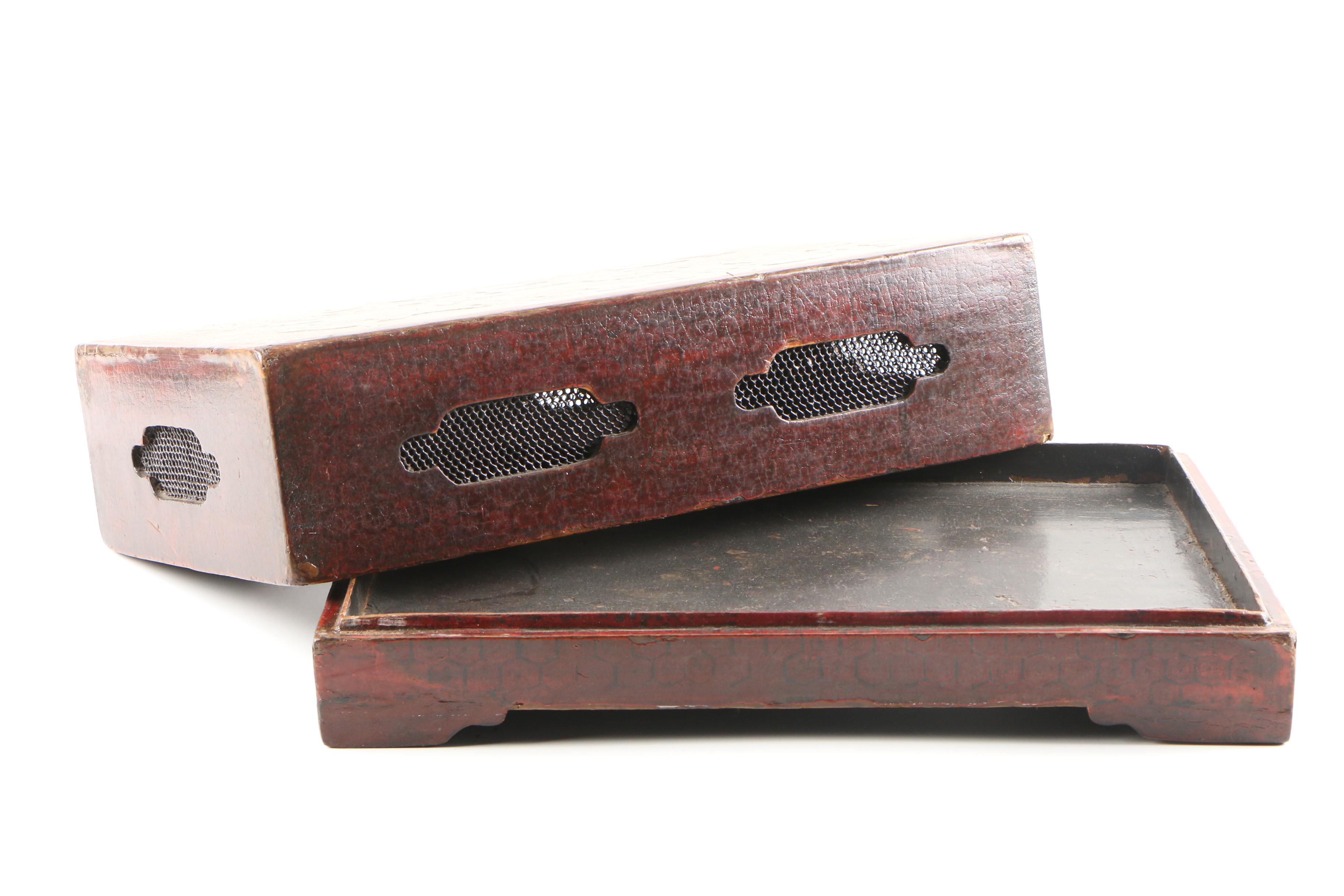 Chinese Parcel-Gilt and Paint-Decorated Lacquered Banquet Box, Qing ...