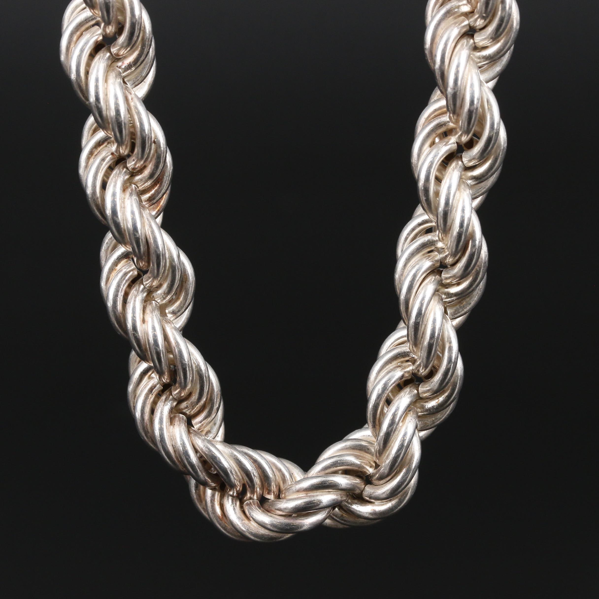 Sterling Silver Rope Chain Necklace | EBTH