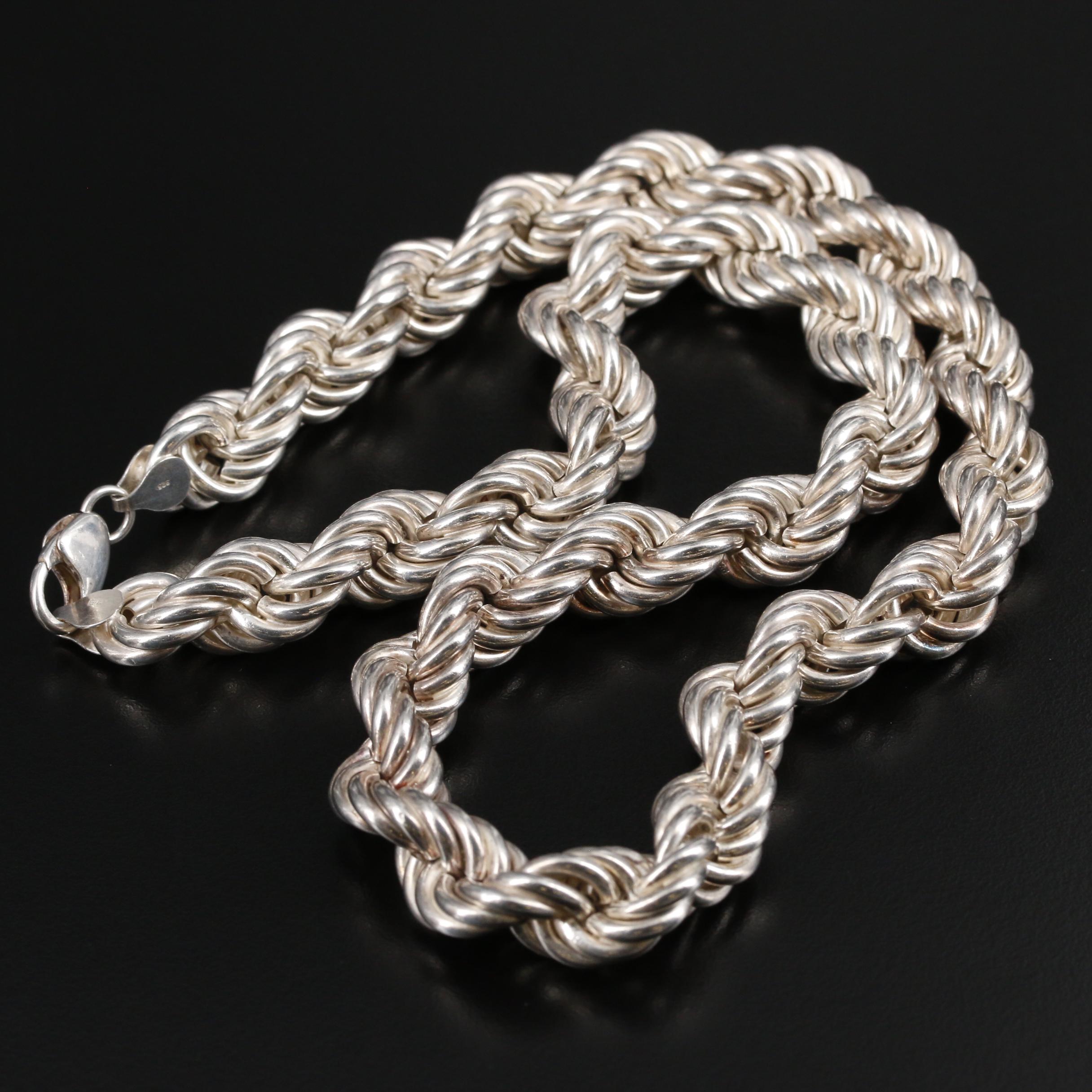 Sterling Silver Rope Chain Necklace | EBTH