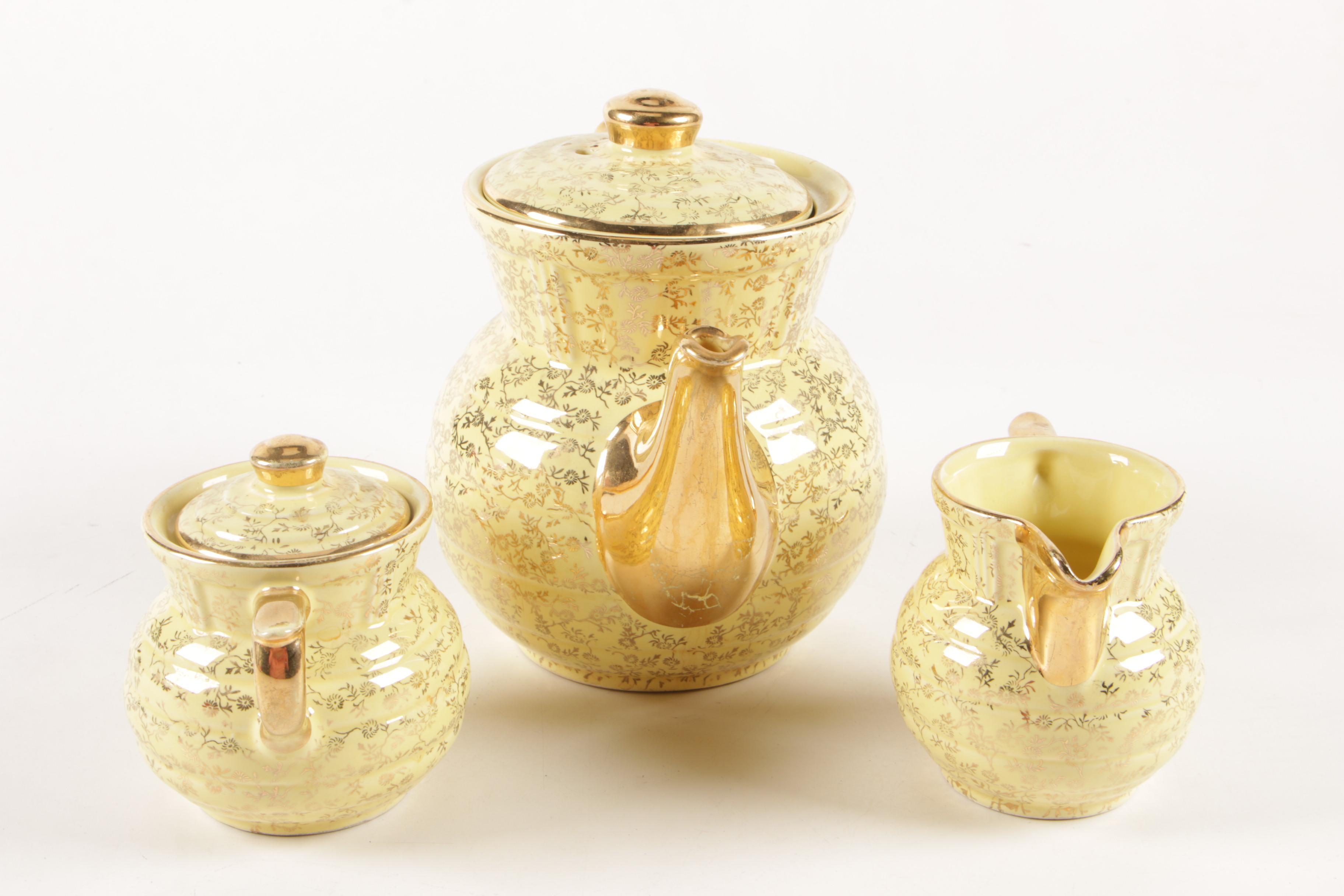 22K Gilt Embellished Porcelain Breakfast Tea Set, Mid-20th Century | EBTH