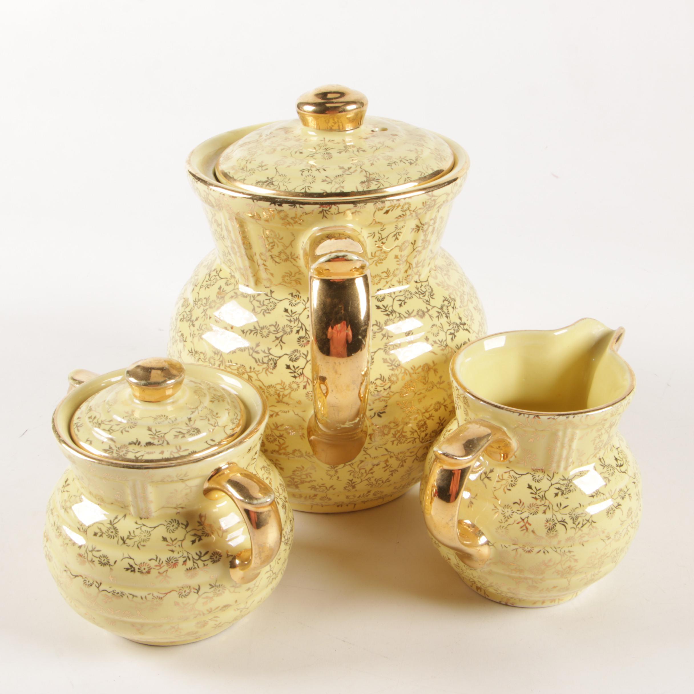22K Gilt Embellished Porcelain Breakfast Tea Set, Mid-20th Century | EBTH