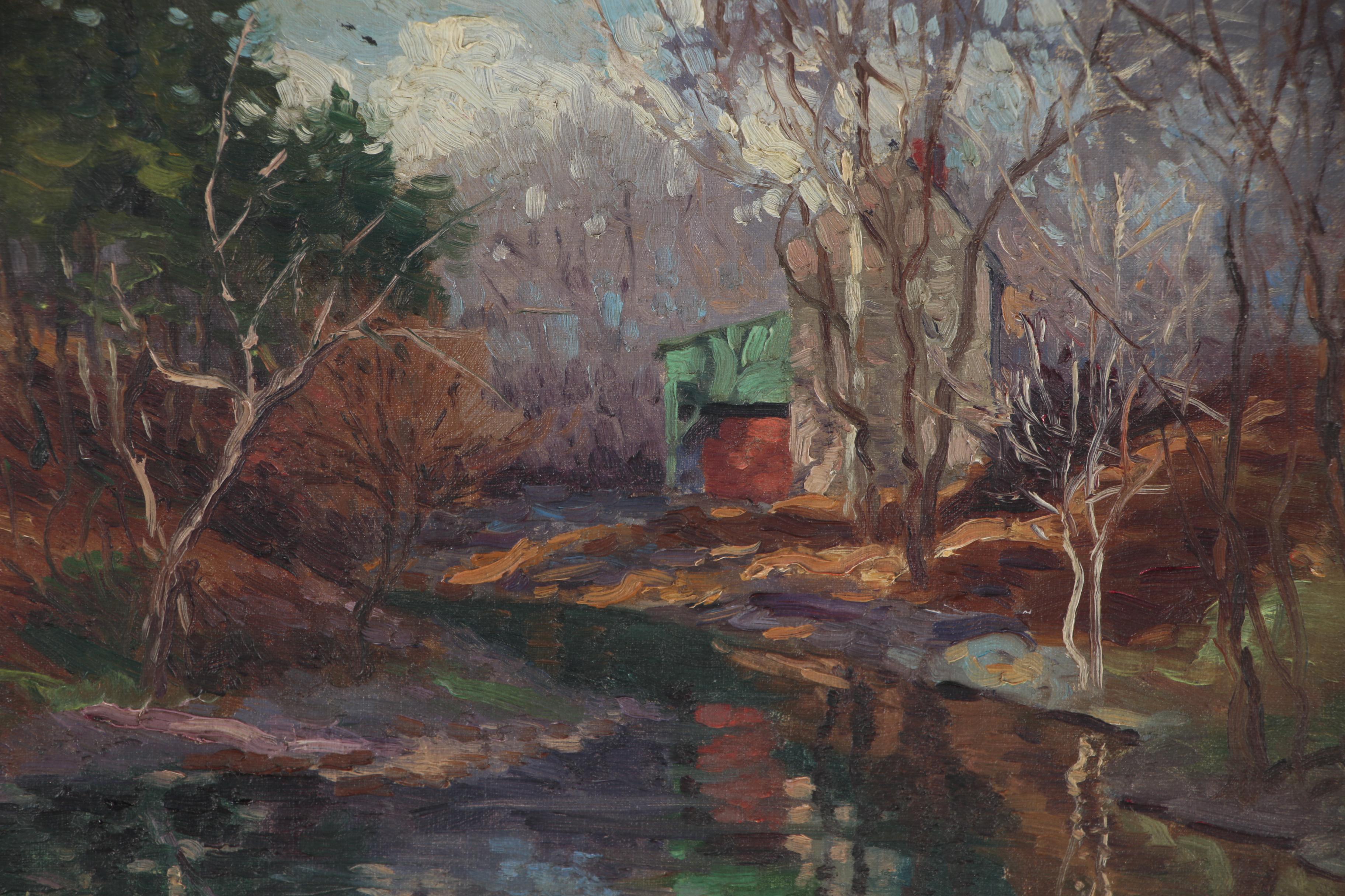 Harry T. Fisk Landscape Oil Painting of a River Scene, Mid-20th Century ...