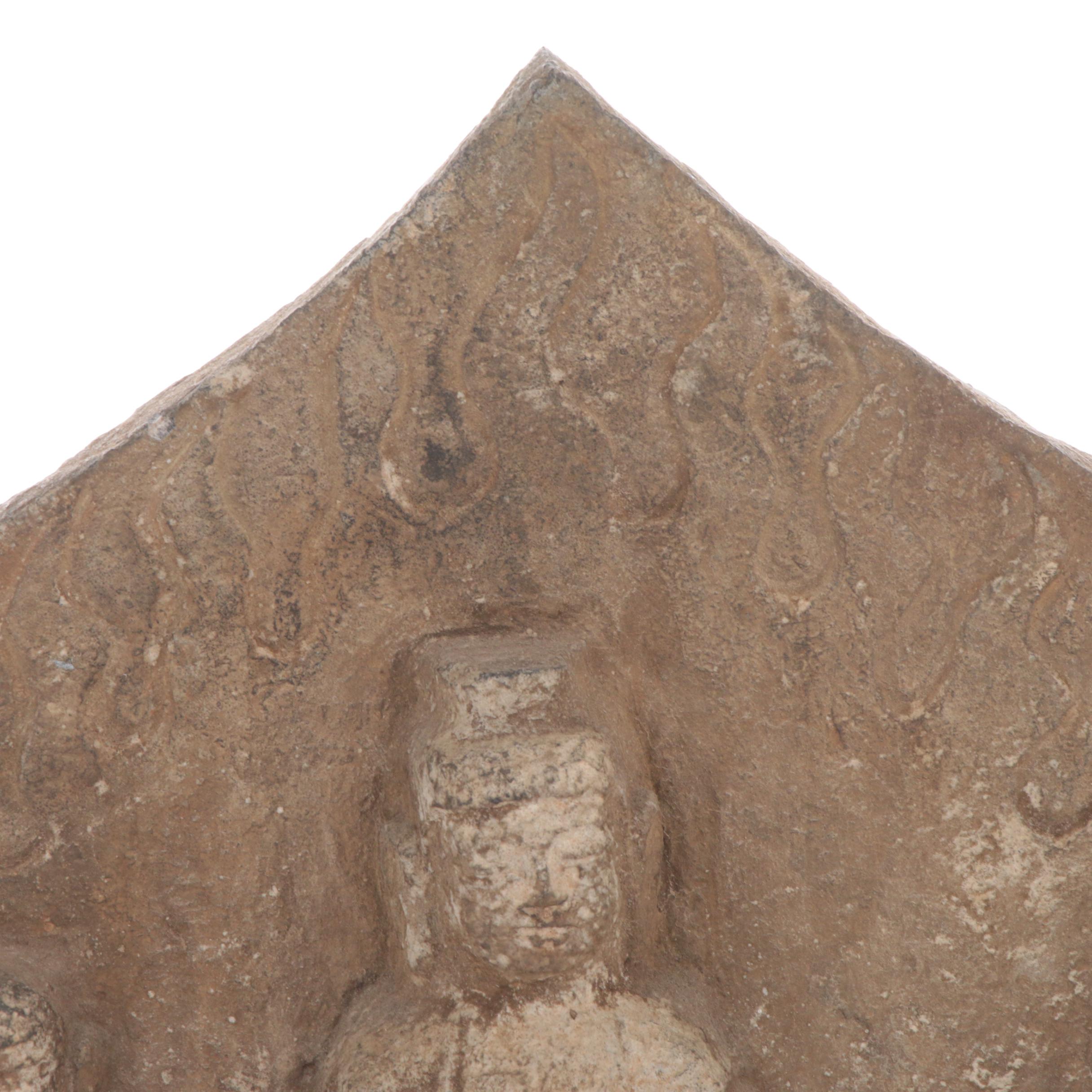Chinese Tang Style Buddhist Triad Stone Stele | EBTH
