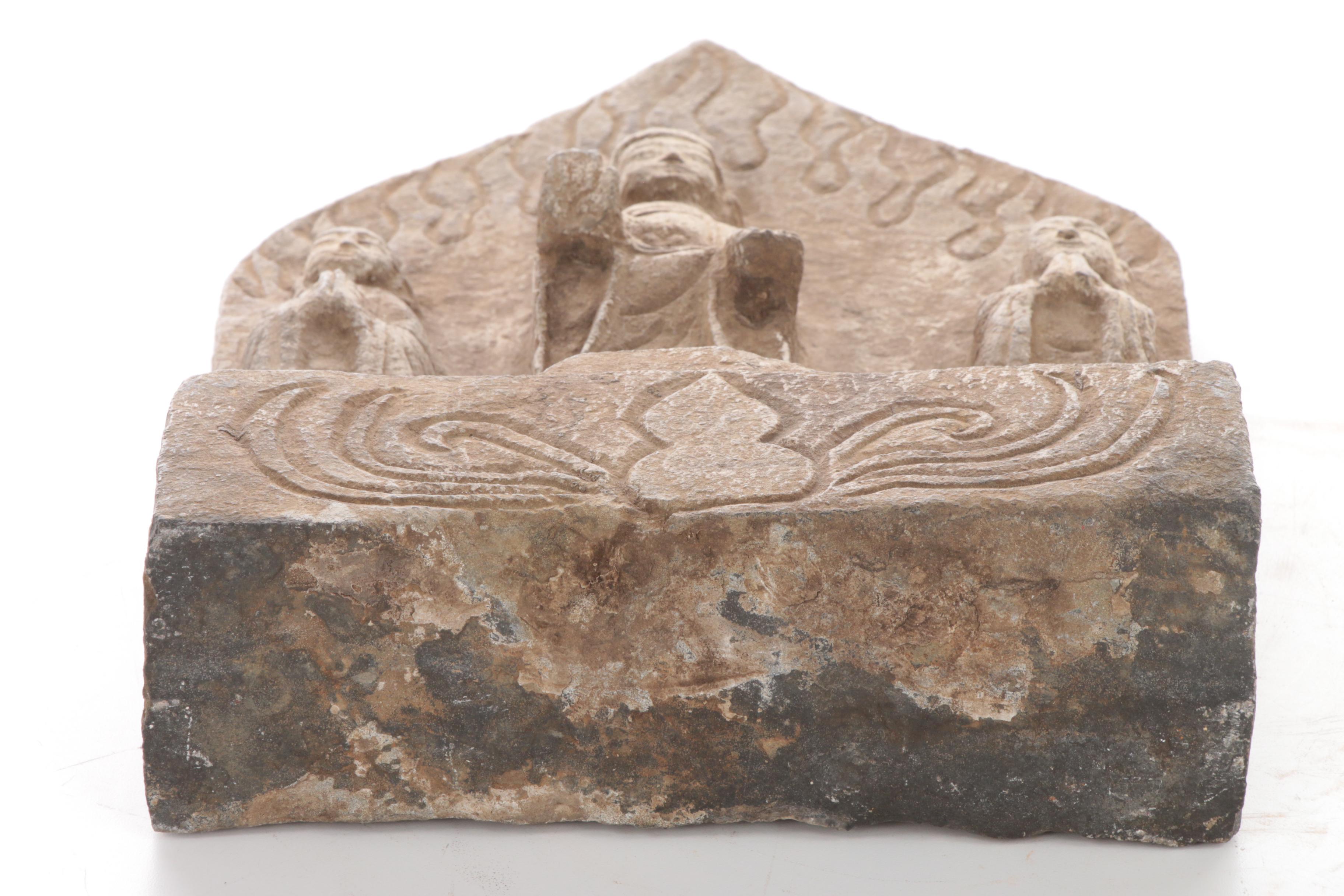 Chinese Tang Style Buddhist Triad Stone Stele | EBTH