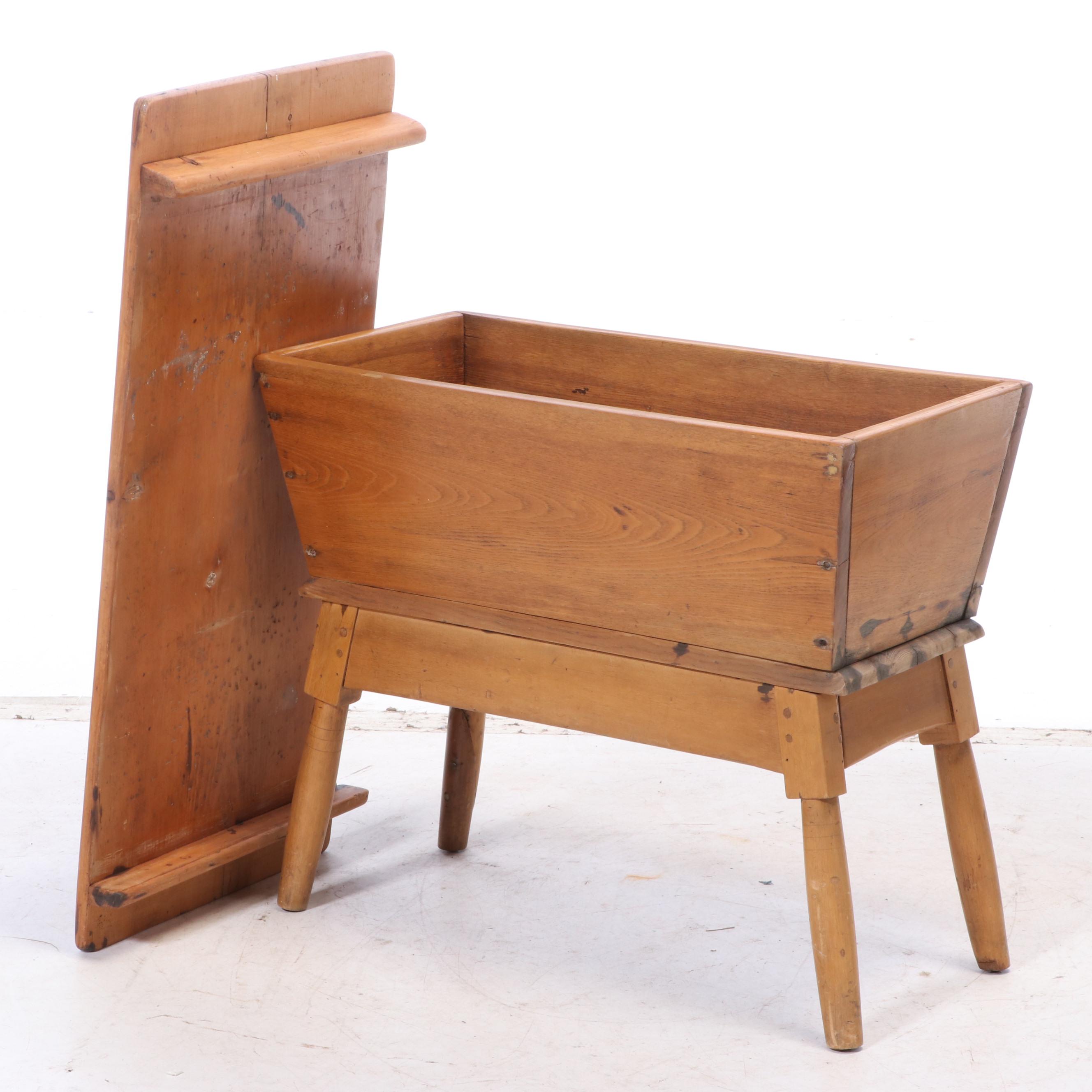 American Primitive Mixed Wood Dough Box-on-Stand, 19th Century | EBTH