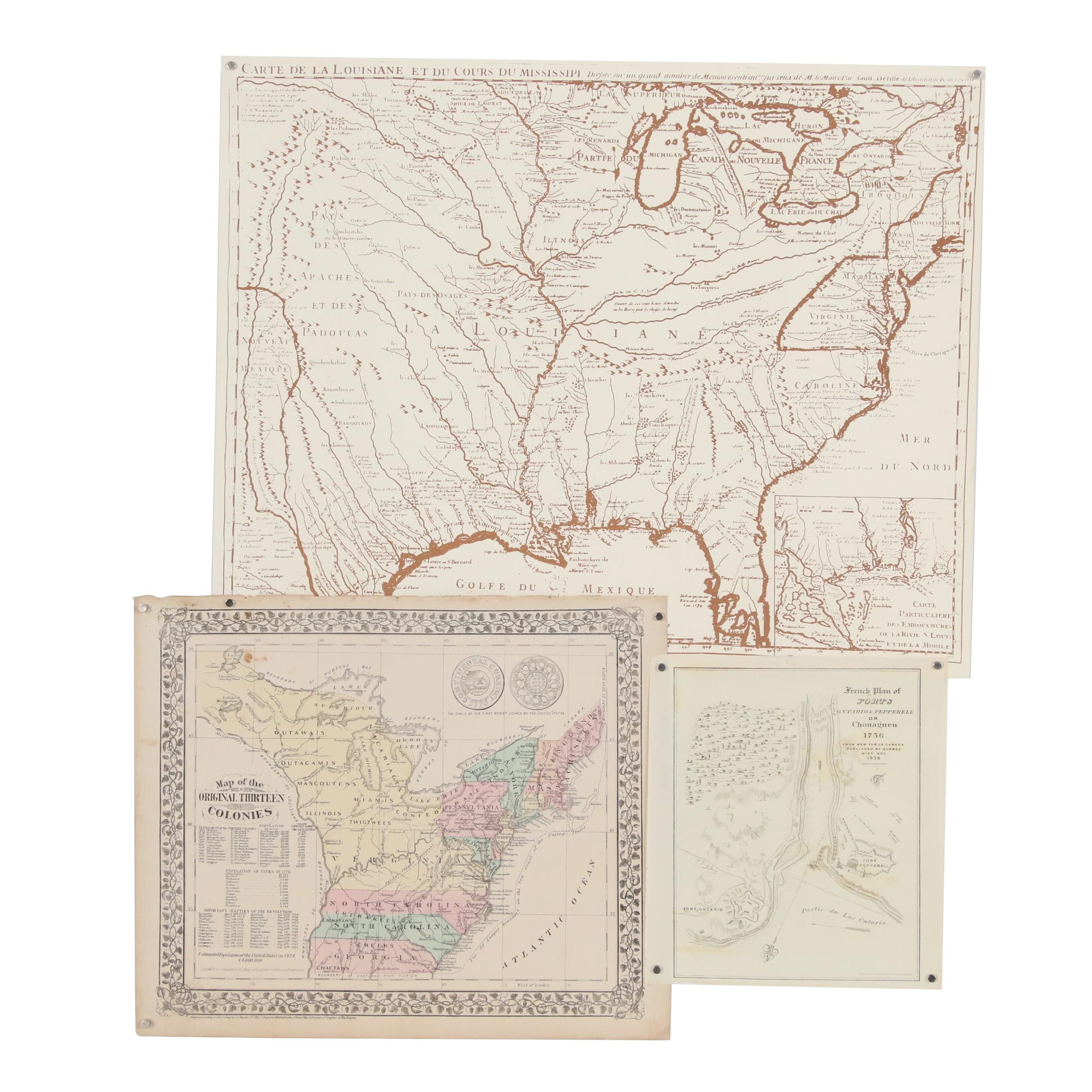 After John Mitchell "Map of the Original Thirteen Colonies" with Other ...