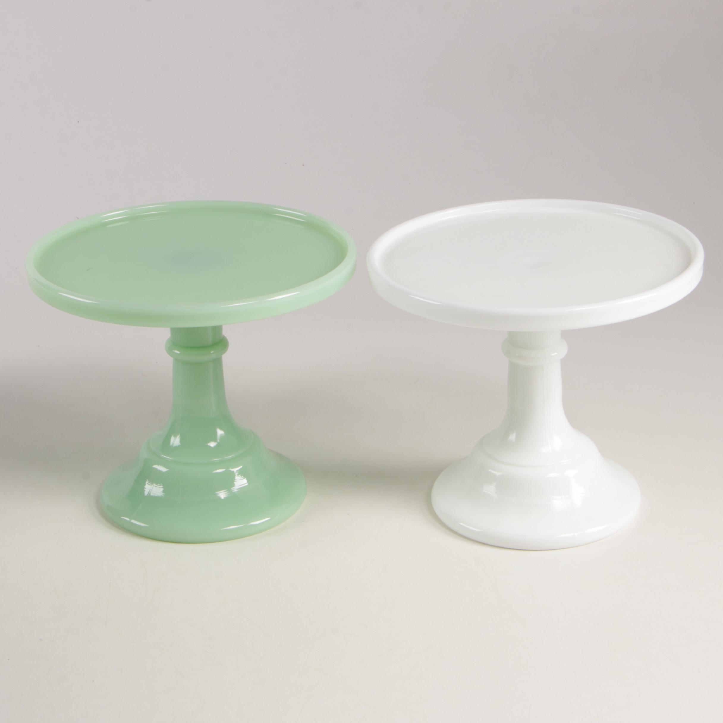 Mosser Jadeite, Pink and Milk Glass Cake Stands with Imperial Glass ...