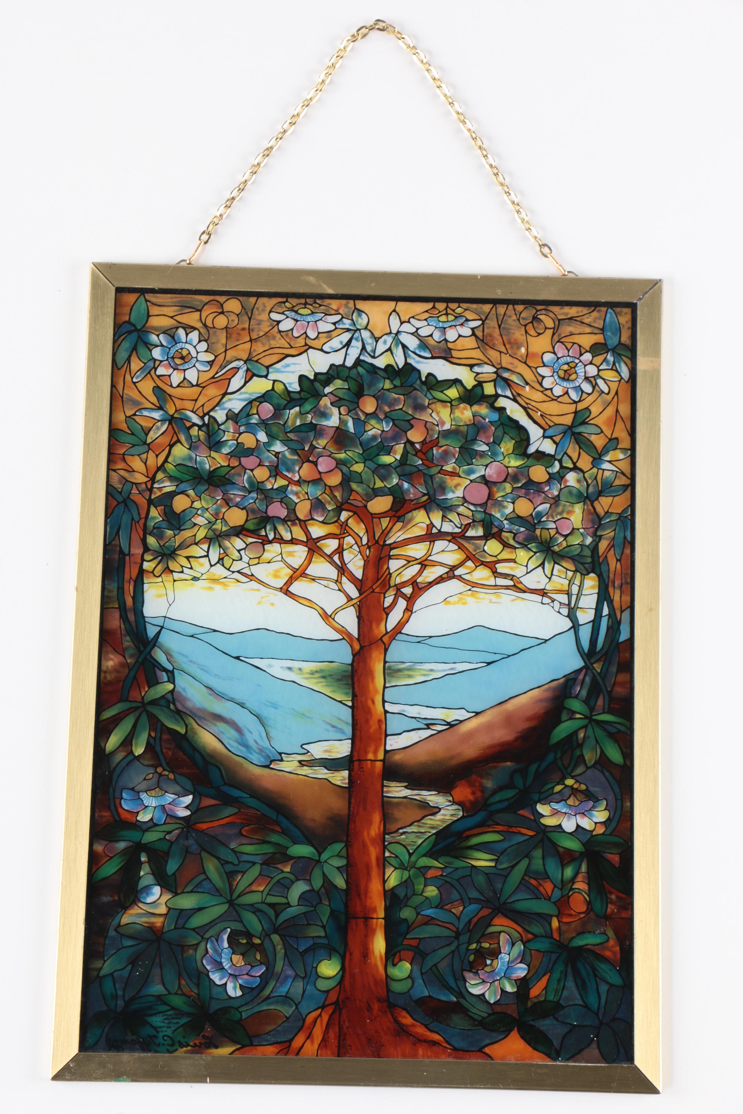 "Tree of Life" Stained Glass Window Hanging after Louis C. Tiffany | EBTH