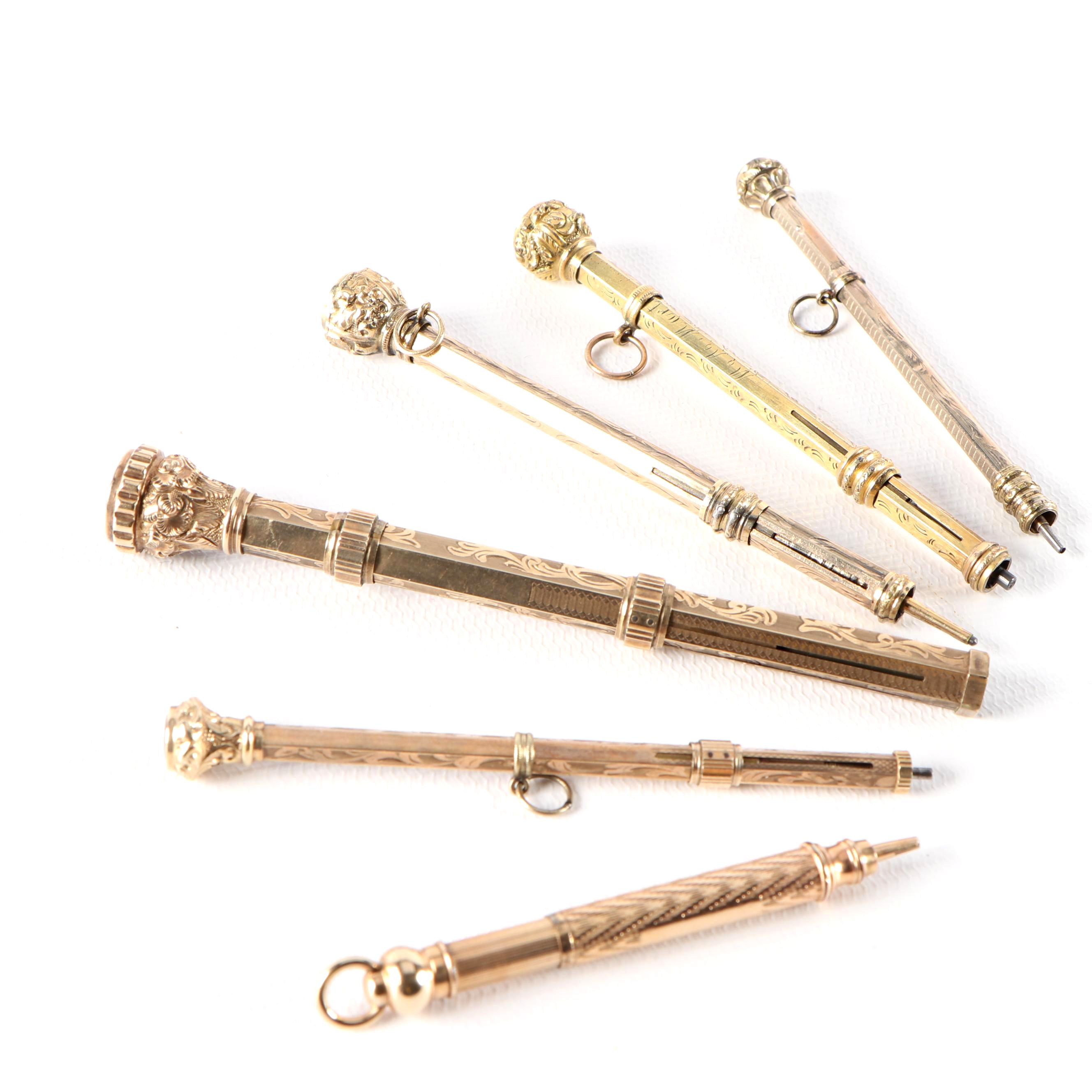 Gold Tone Metal Engine Tooled Mechanical Pencils | EBTH