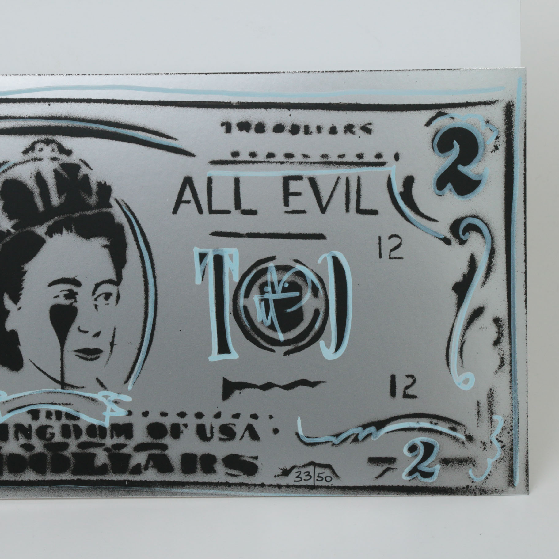 Pure Evil Hand Stencil on Metallic Paper Graphic Print | EBTH