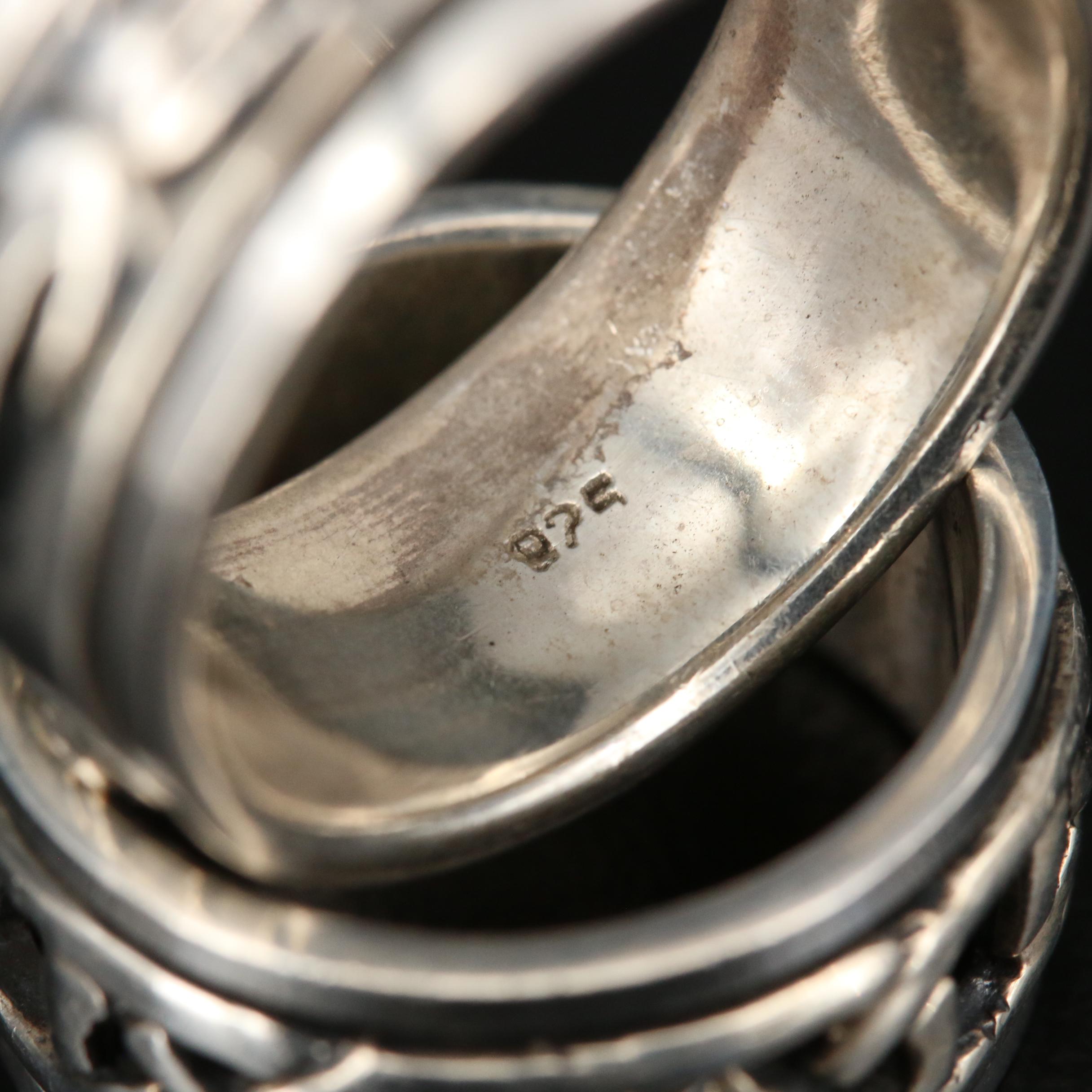 Sterling Silver Spinner Rings with Knot and Twisted Spinner | EBTH