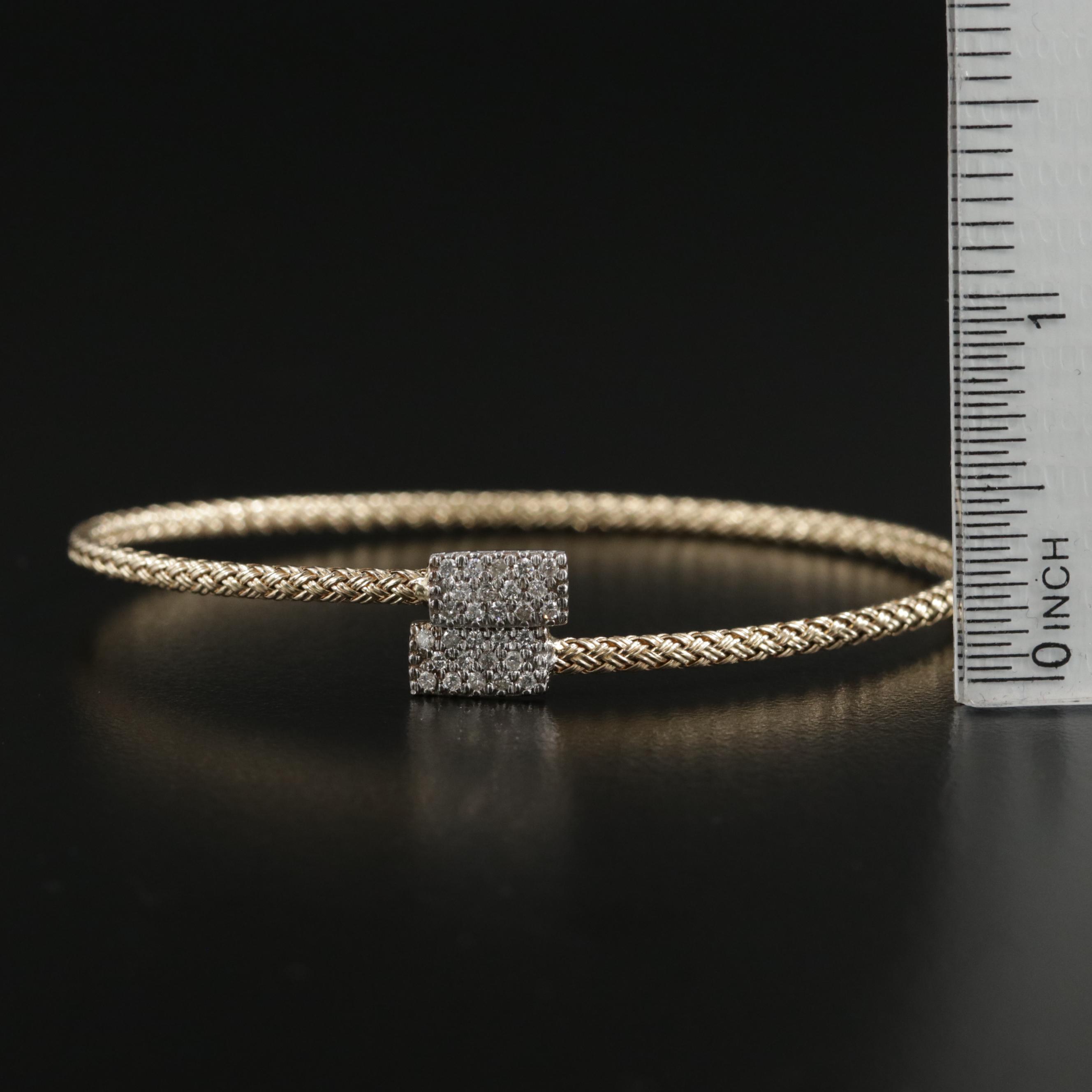 14K Diamond Braided Wire Bracelet | EBTH
