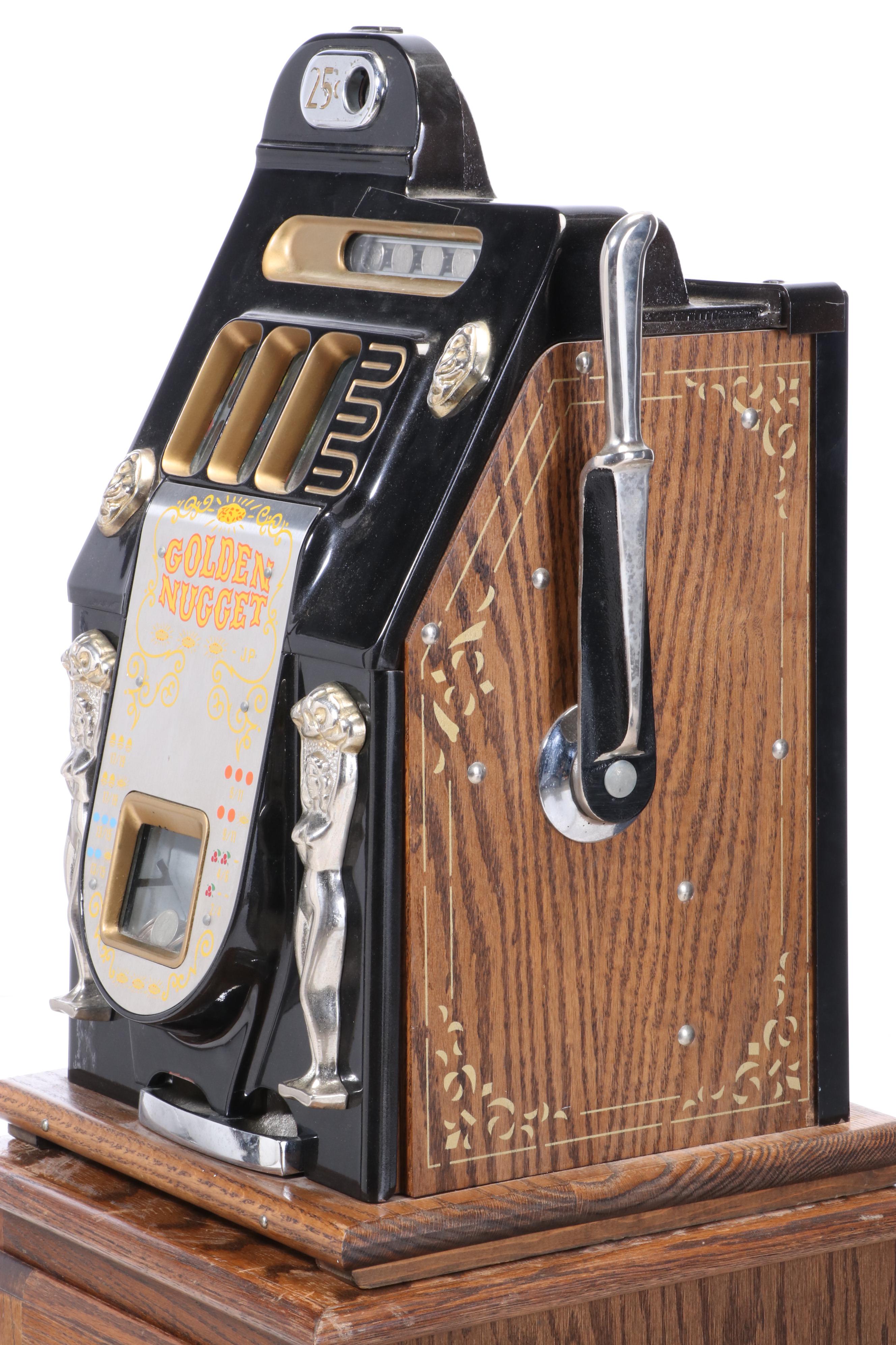Mills "Golden Nugget" 25 Cent Coin-Operated Slot Machine and Cabinet ...