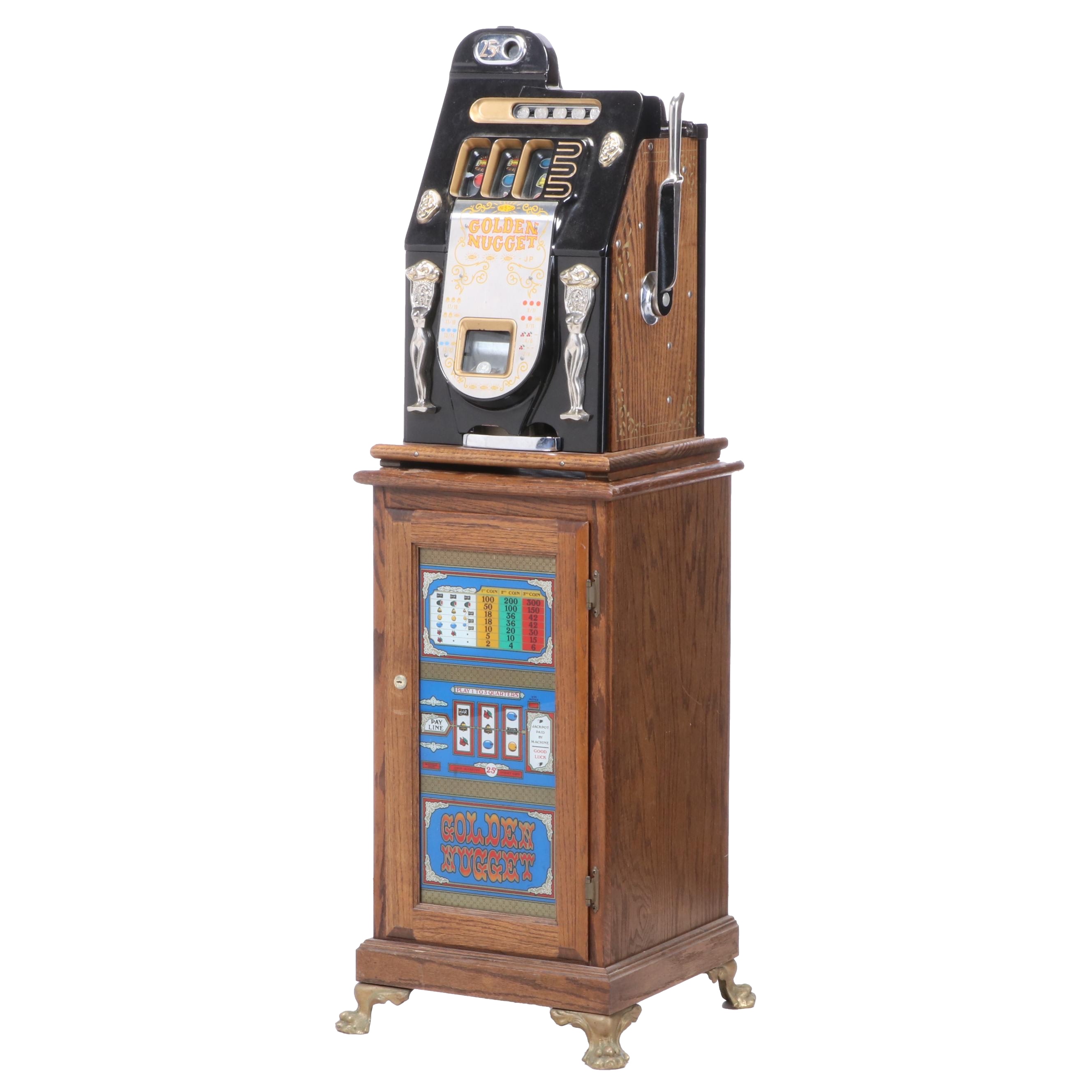Mills "Golden Nugget" 25 Cent Coin-Operated Slot Machine and Cabinet ...