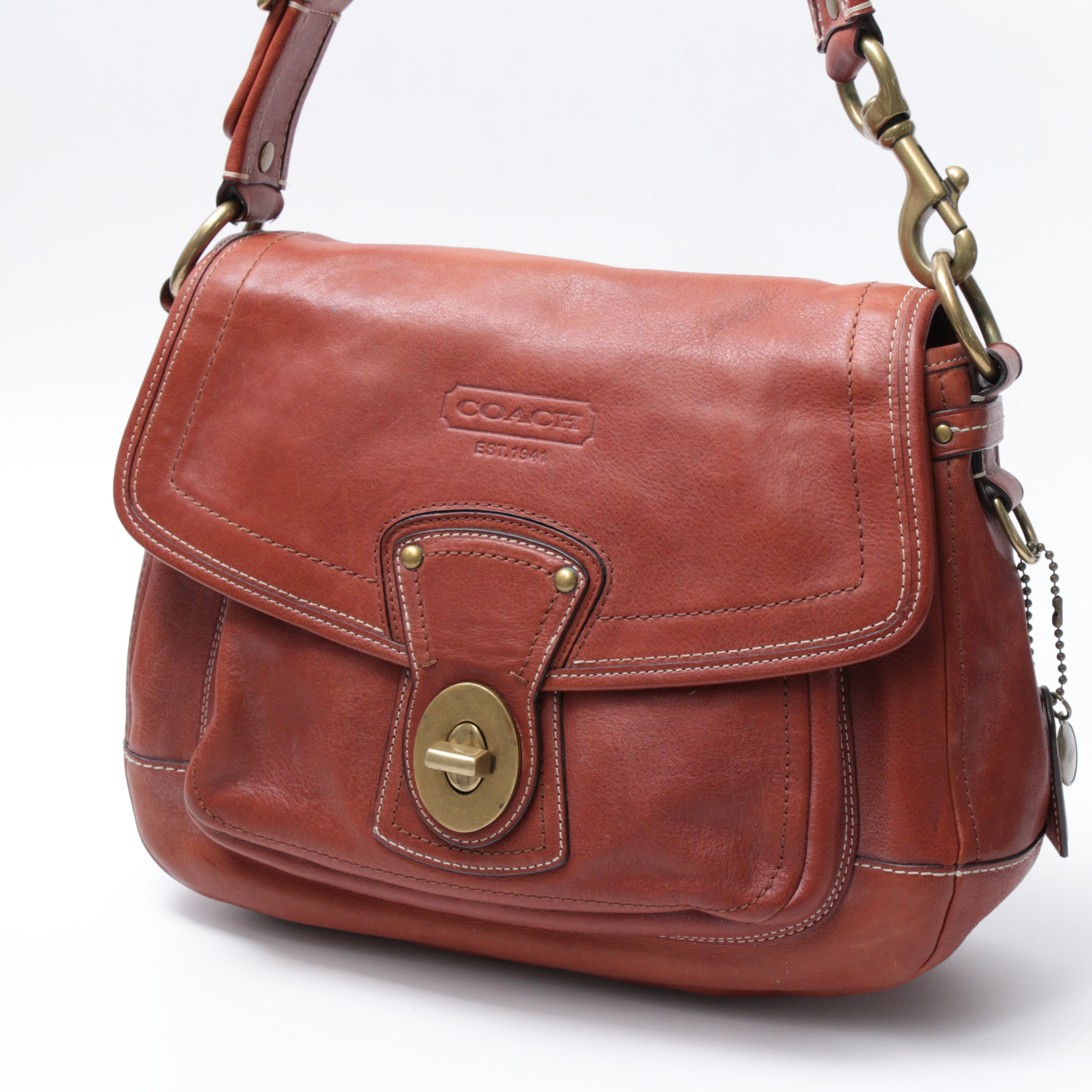 Coach Ali Legacy Flap Front Shoulder Bag in Whiskey Leather | EBTH