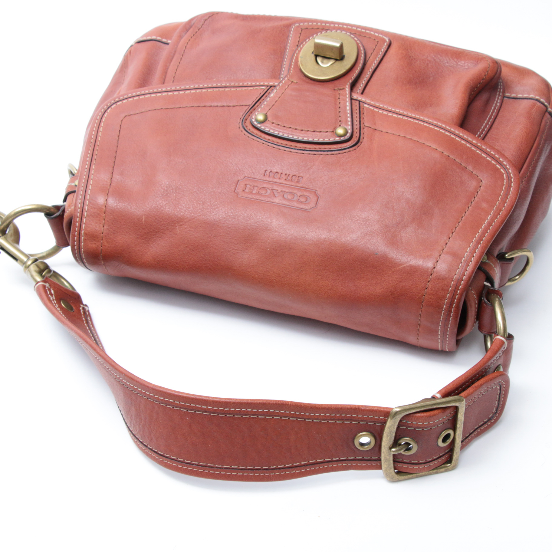 Coach Ali Legacy Flap Front Shoulder Bag in Whiskey Leather | EBTH