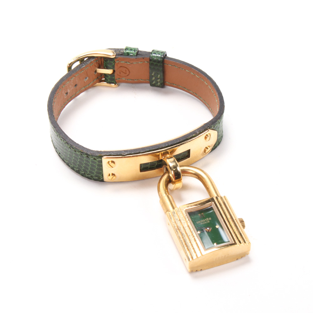 Hermès Gold Plated Stainless Steel Padlock Wristwatch with Embossed ...