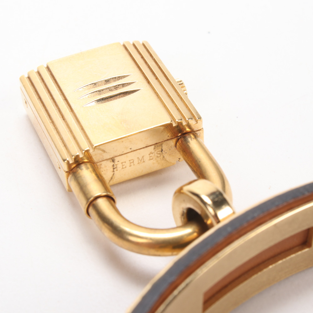 Hermès Gold Plated Stainless Steel Padlock Wristwatch with Embossed ...