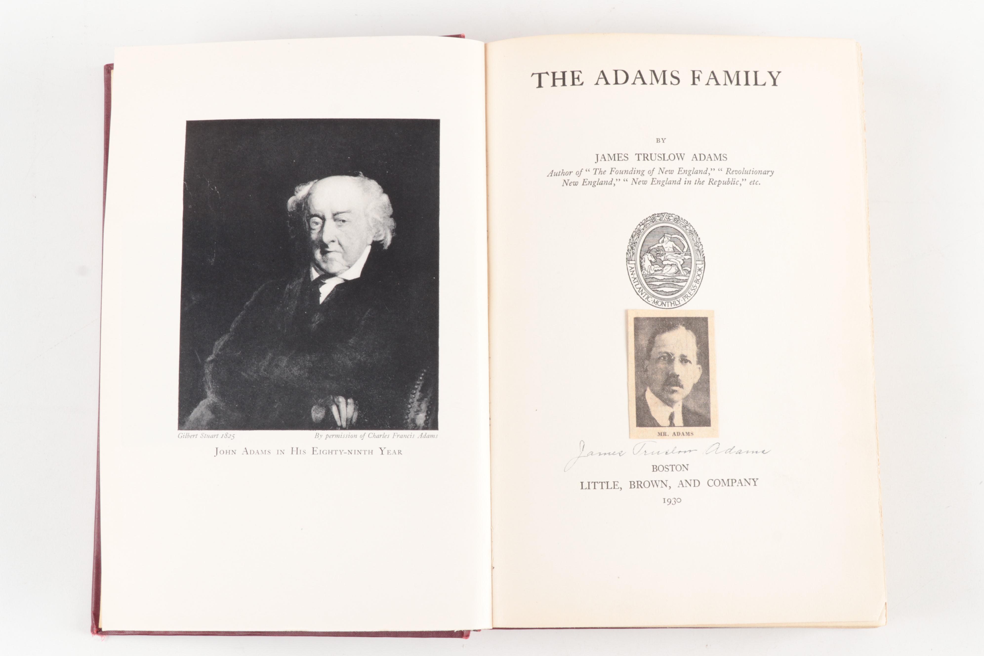 Signed First Edition "The Adams Family" by James Truslow Adams, 1930 | EBTH